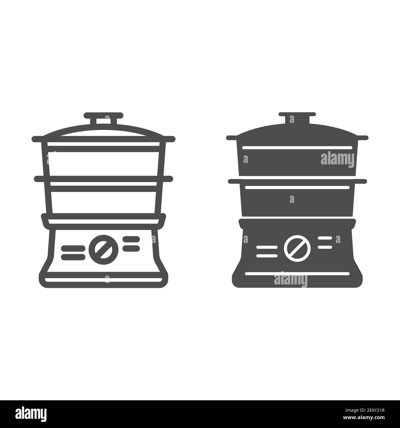 Double boiler line and solid icon, Kitchen appliances concept, steamer ...