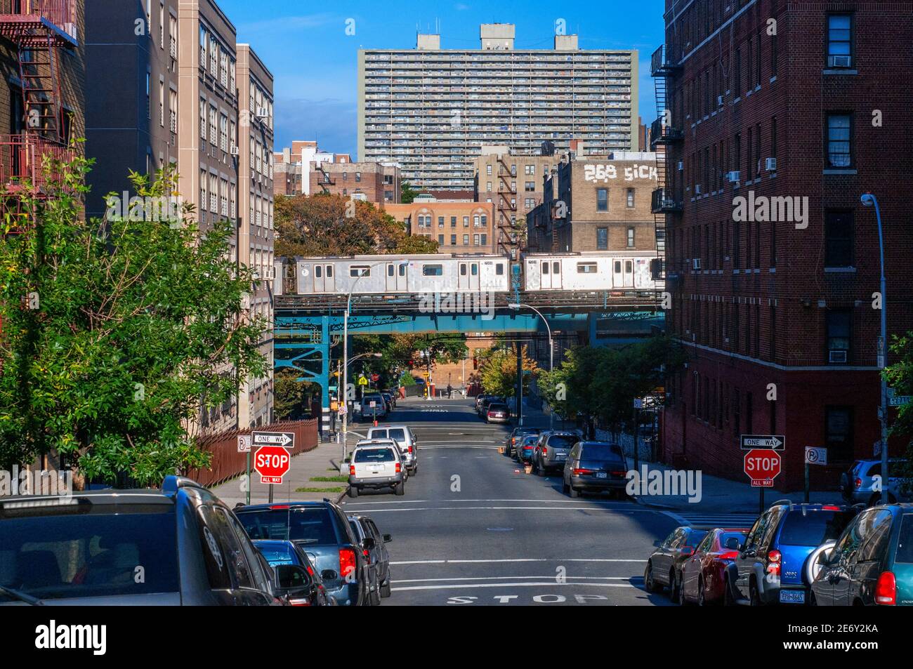 October 2019 - Typical landscape and buildings in the Bronx, New York ...