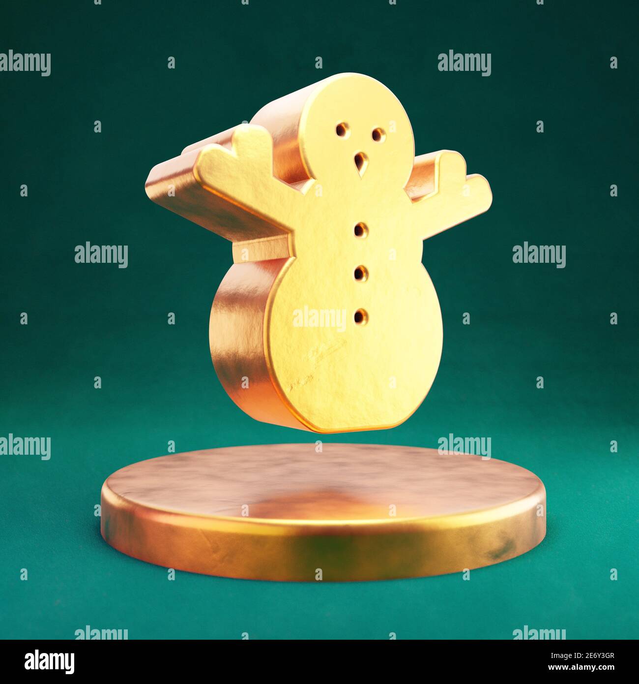 Snowman icon. Fortuna Gold Snowman symbol on golden podium Stock Photo ...