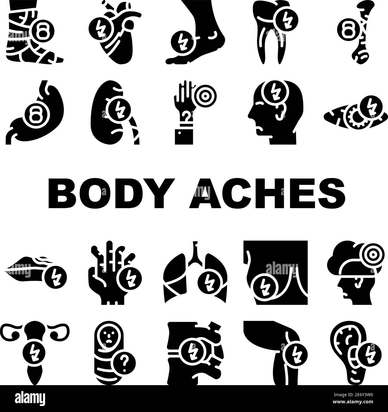 Body Aches Problem Collection Icons Set Vector Stock Vector Image & Art ...