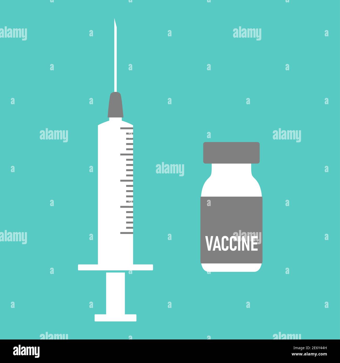 Set of Stylized Syringe Needle and Vaccine Jab Glass Vial Icon. Vector ...