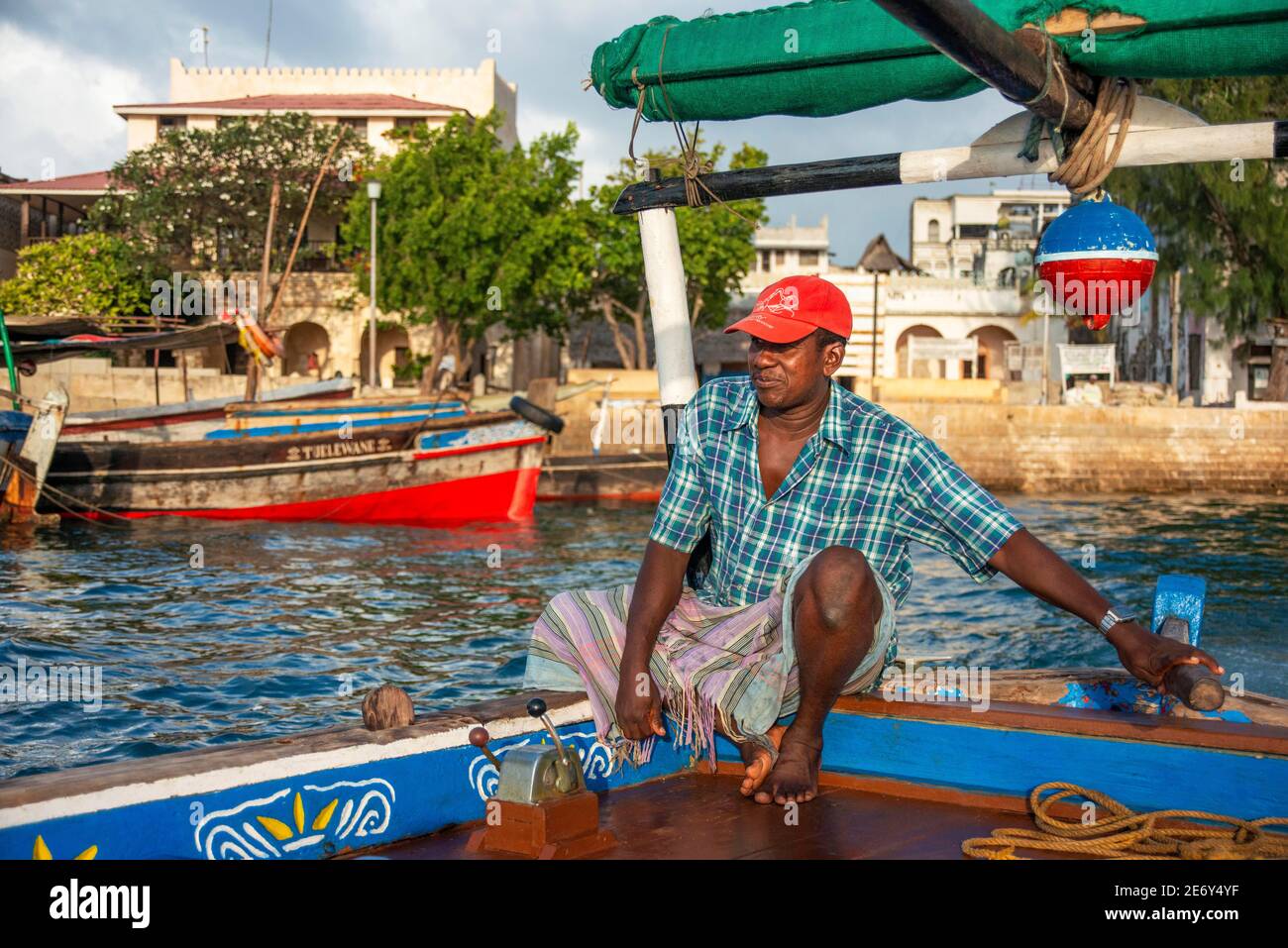 January 2020 - Fisher Boat in the Lamu waterfront, Kenya, Lamu island ...
