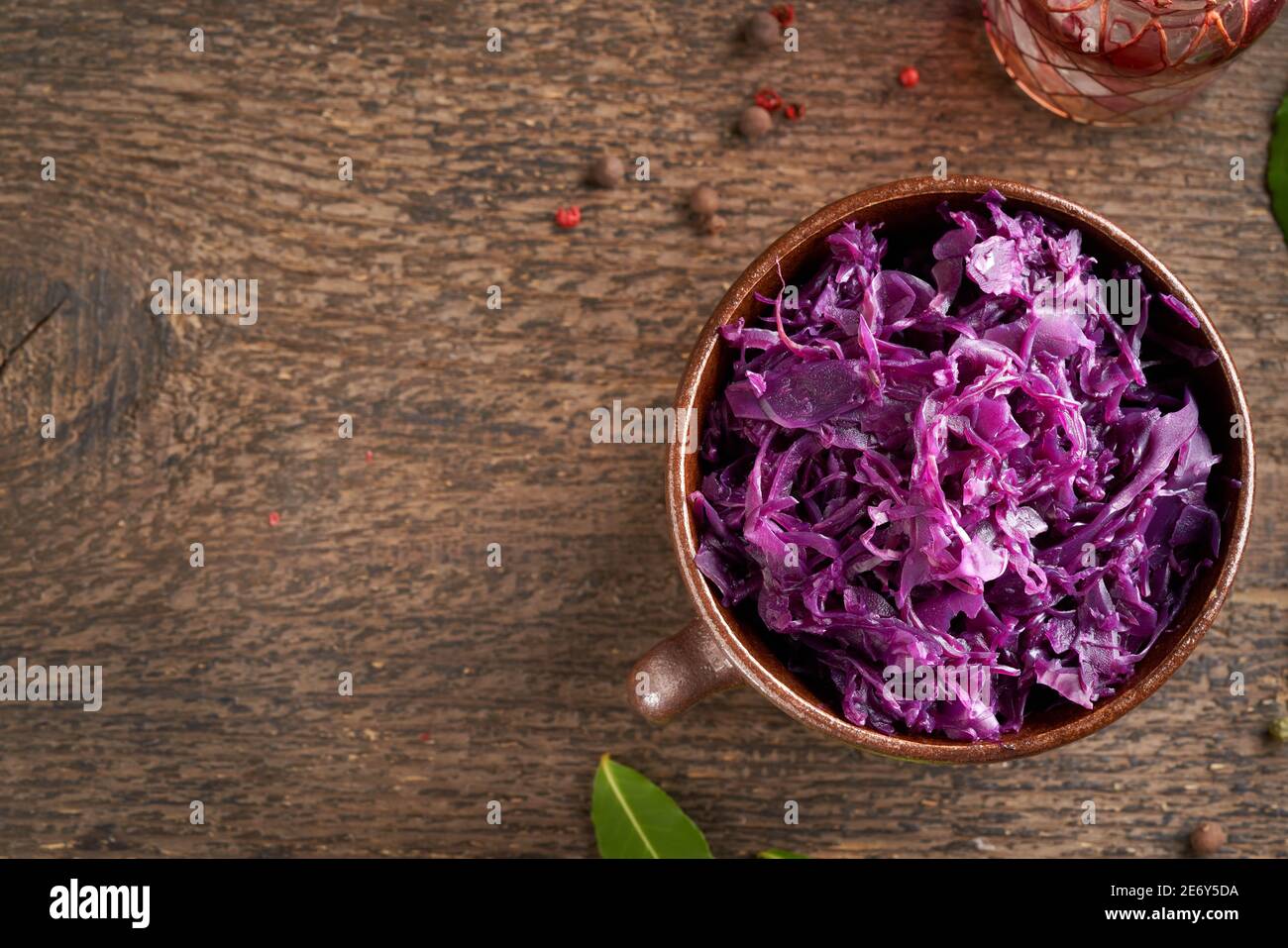 Fermented purple cabbage in a pot, with copy space Stock Photo - Alamy
