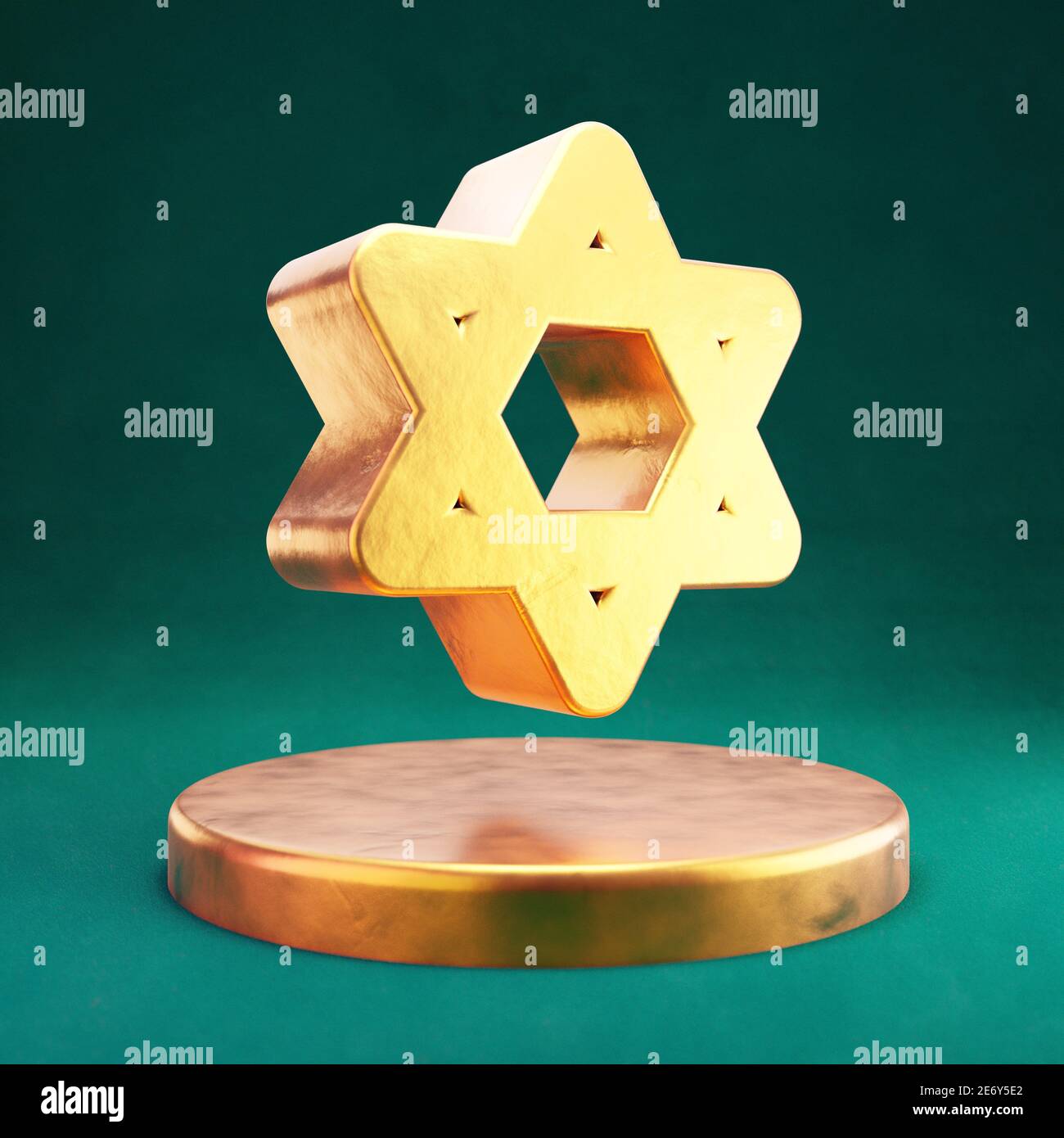 Star of David icon. Fortuna Gold Star of David symbol on golden podium ...