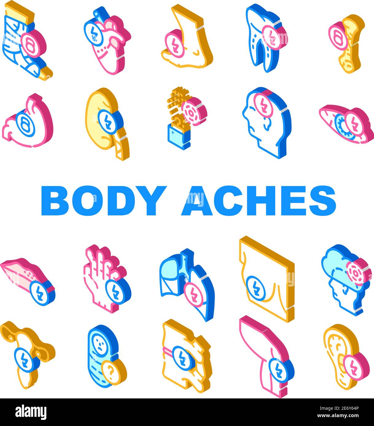 Body Aches Problem Collection Icons Set Vector Stock Vector Image & Art ...