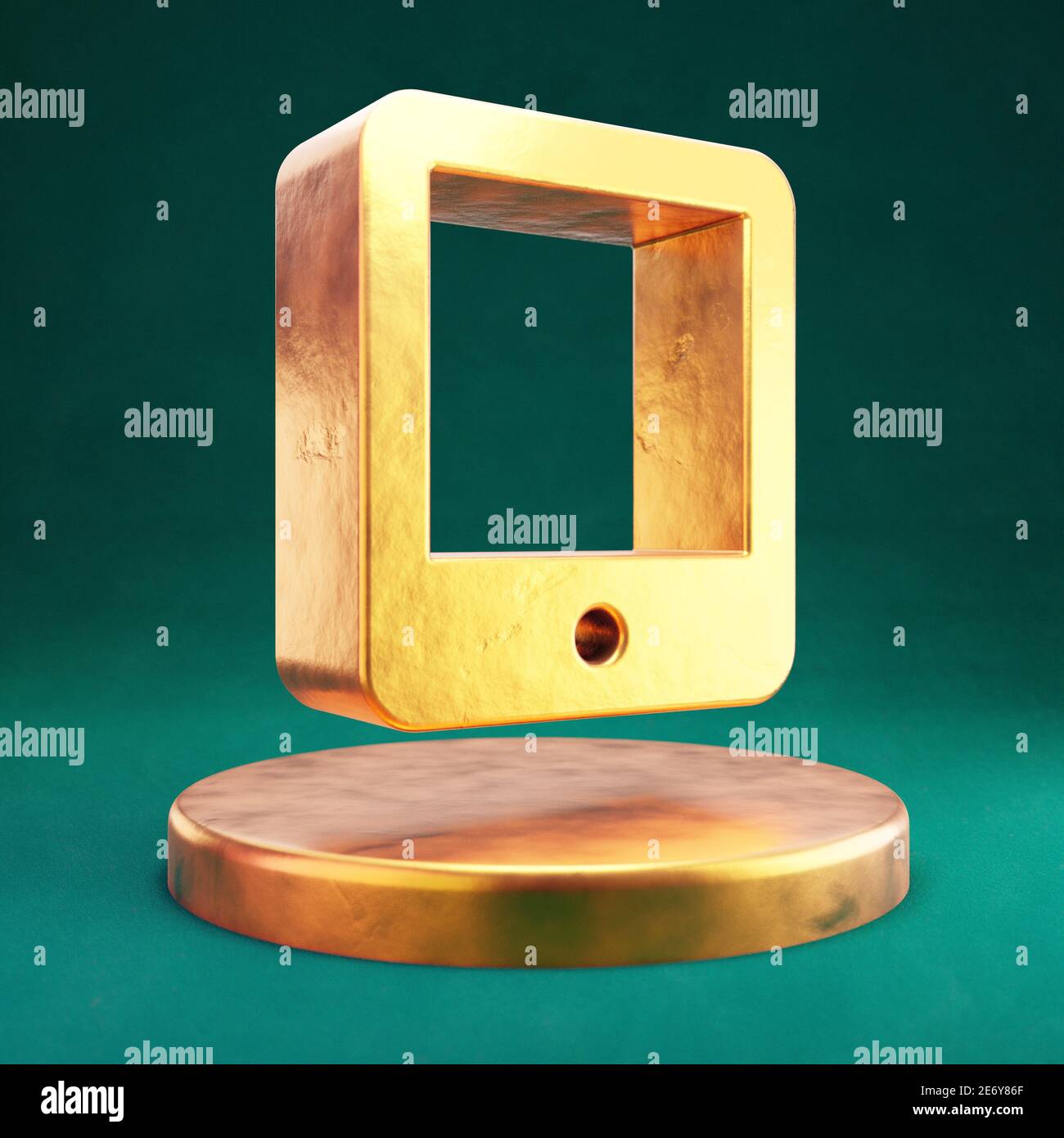 Tablet icon. Fortuna Gold Tablet symbol on golden podium Stock Photo ...