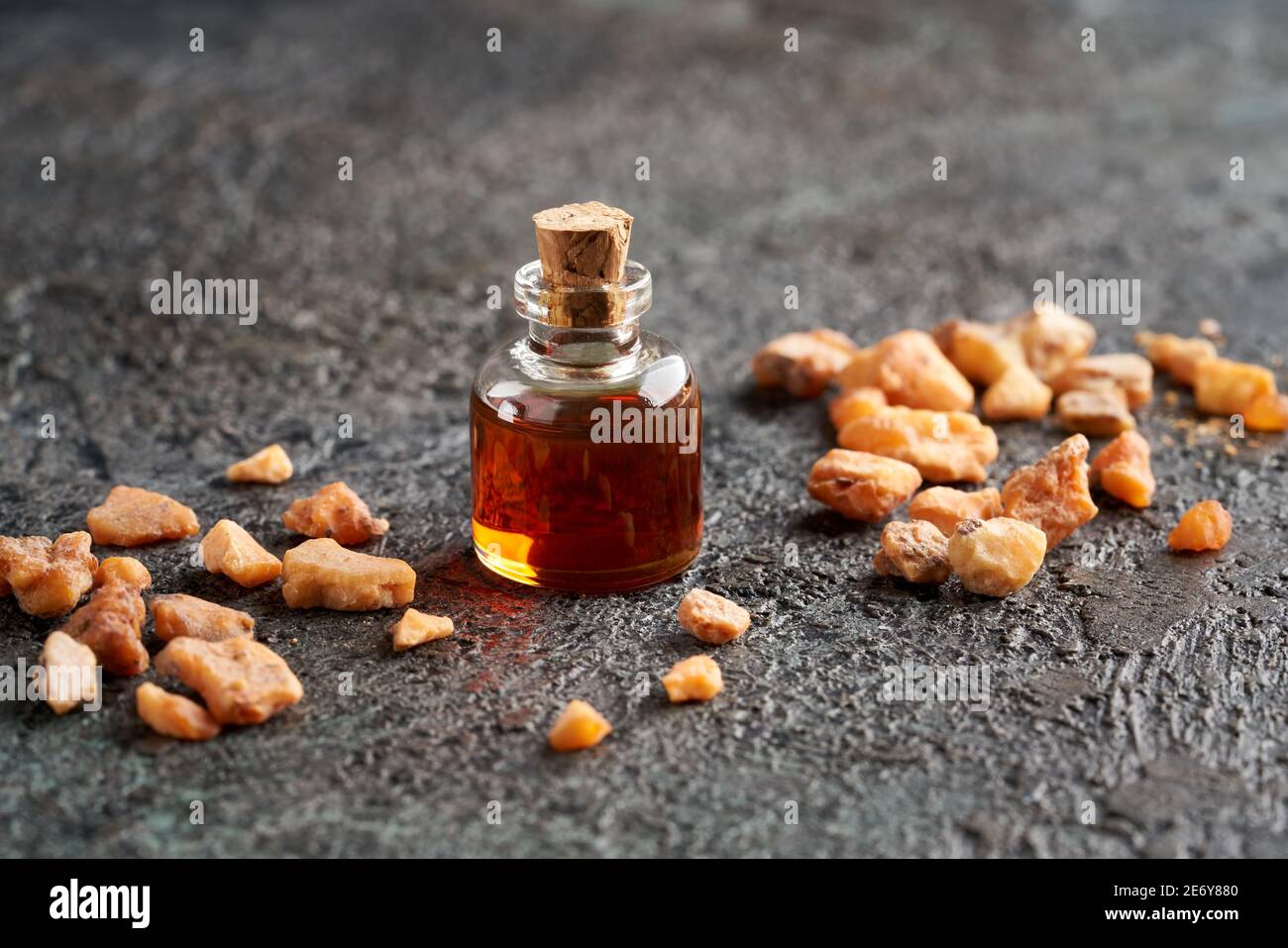 A bottle of benzoin essential oil with styrax resin Stock Photo - Alamy