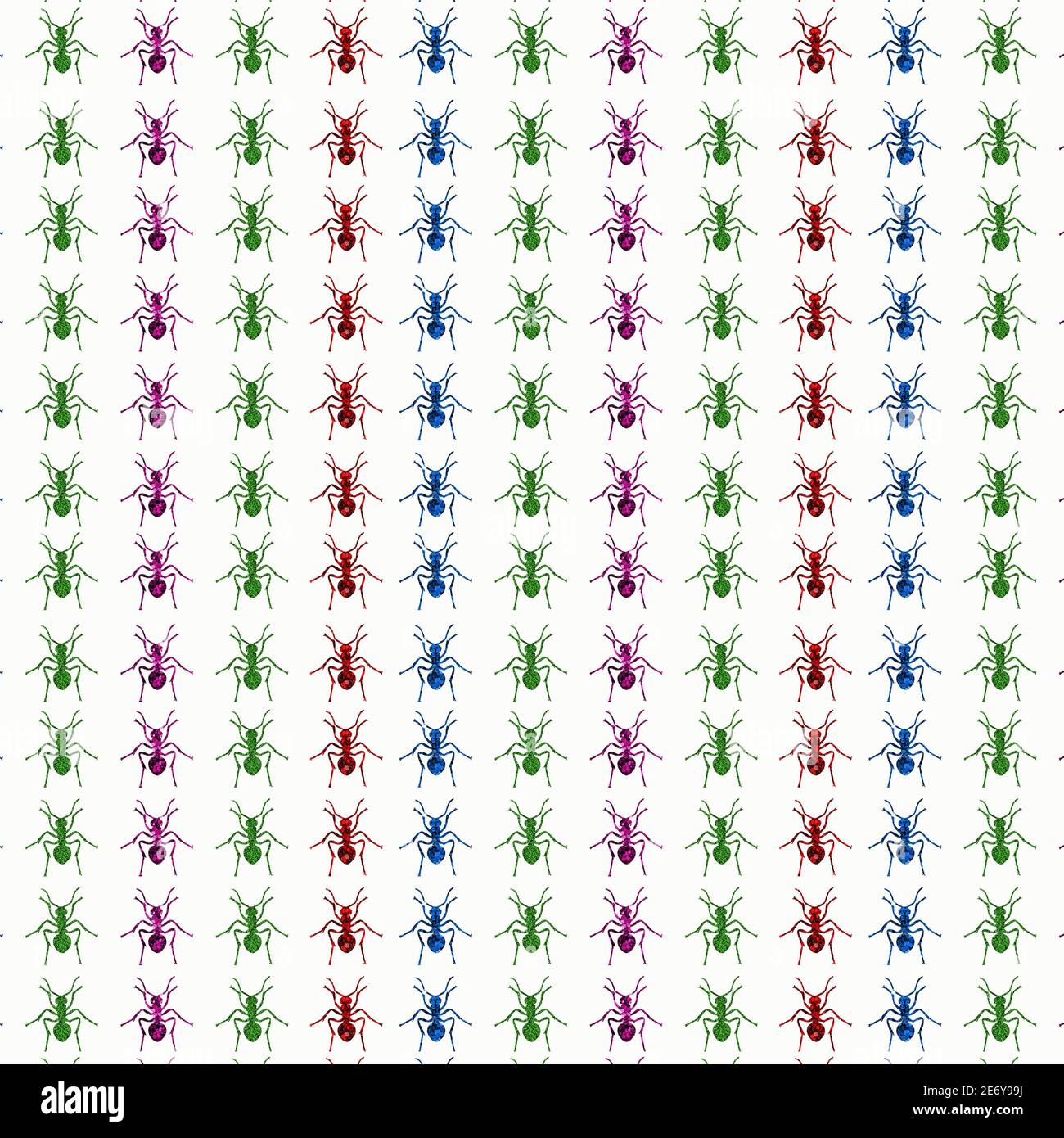 Illustration of colorful ant patterns on a white background Stock Photo ...