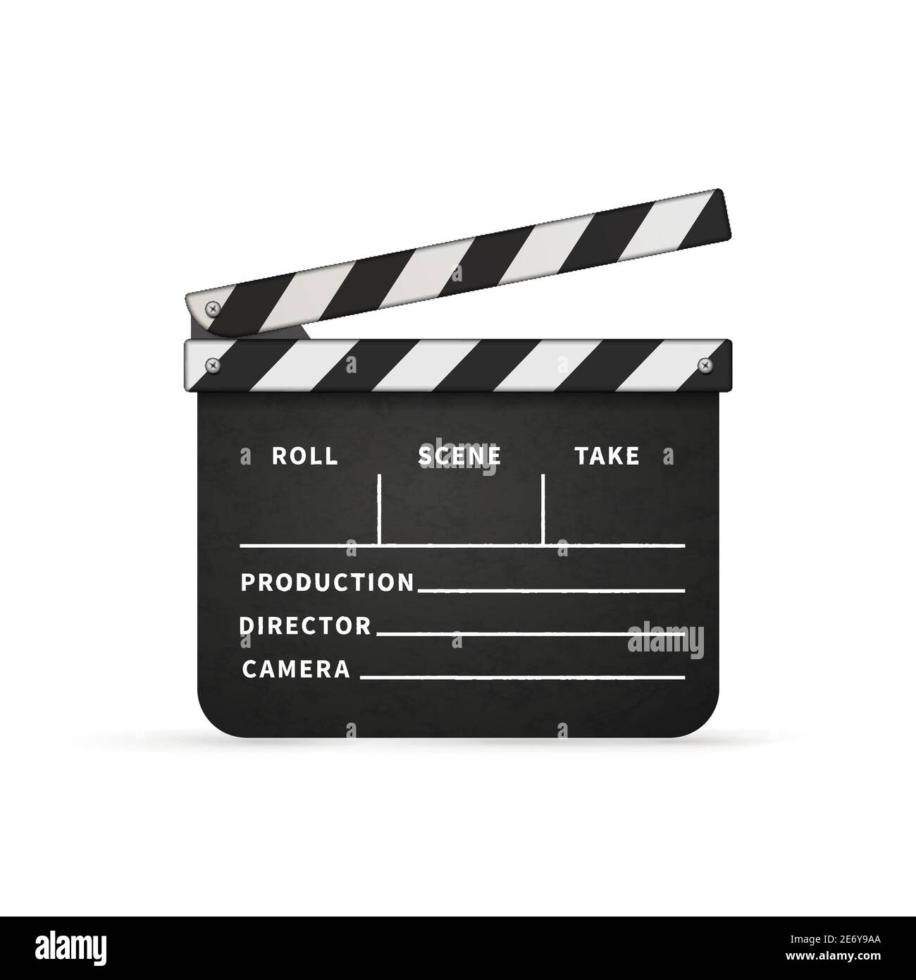 Detailed realistic movie clapper with copy space on white Stock Vector ...