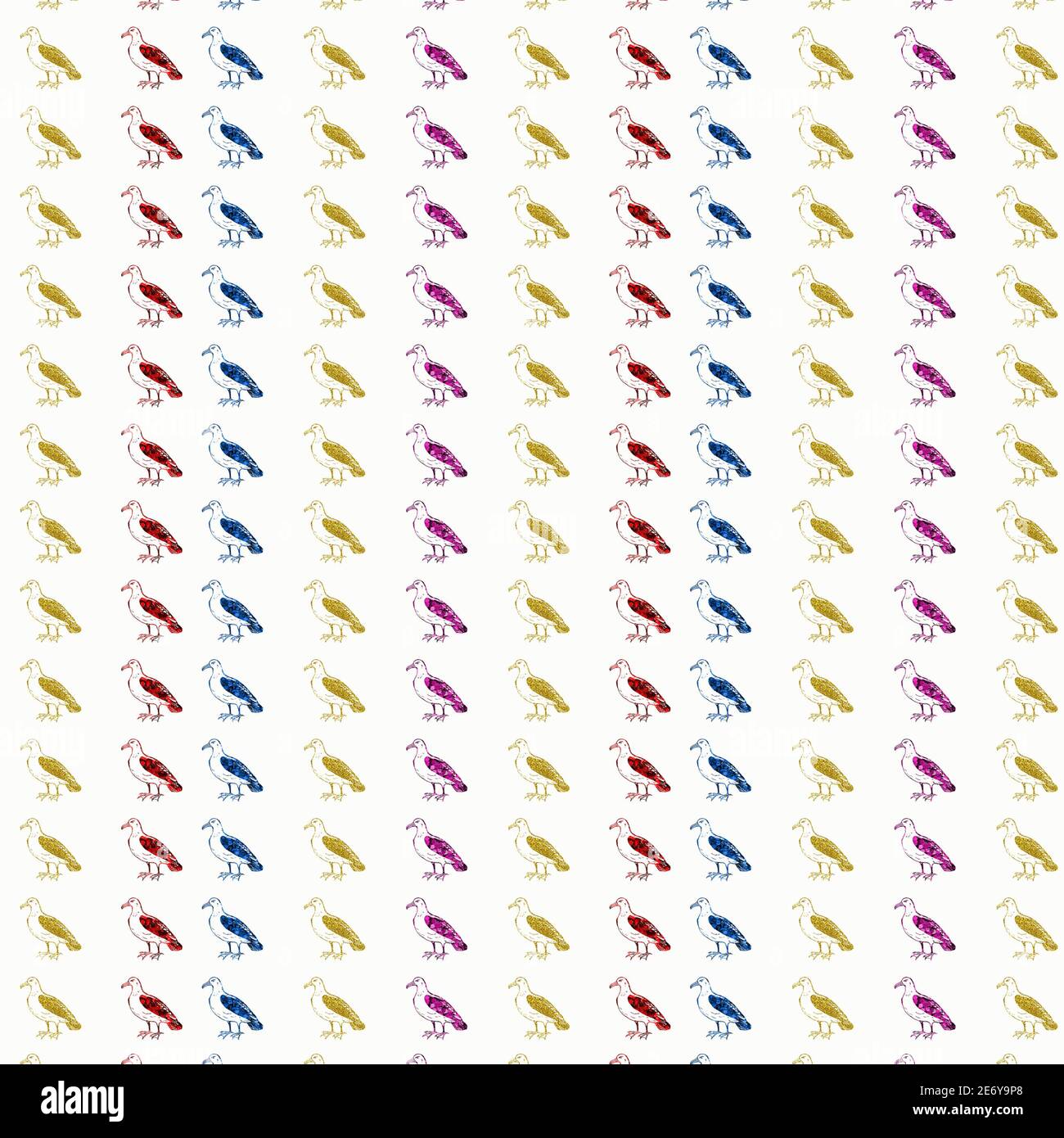 Illustration of colorful seagull patterns on a white background Stock ...