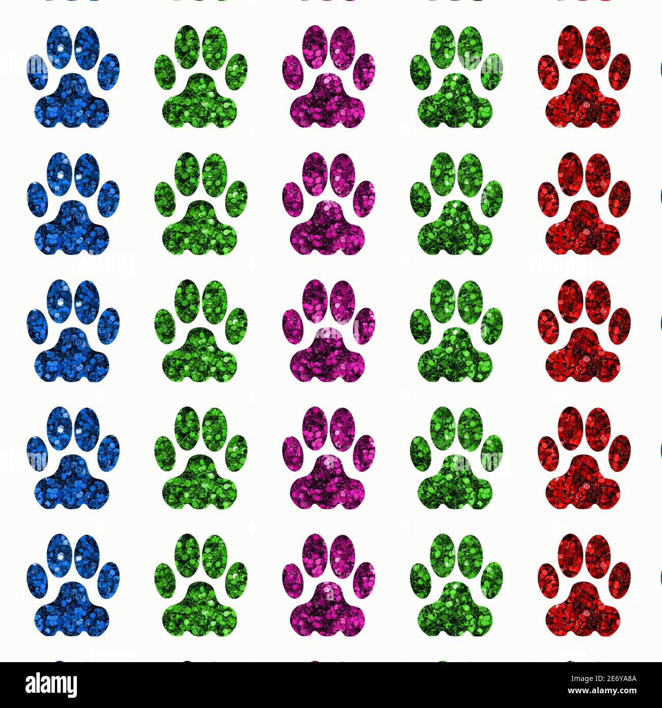Illustration of colorful shiny paw patterns on a white background Stock ...