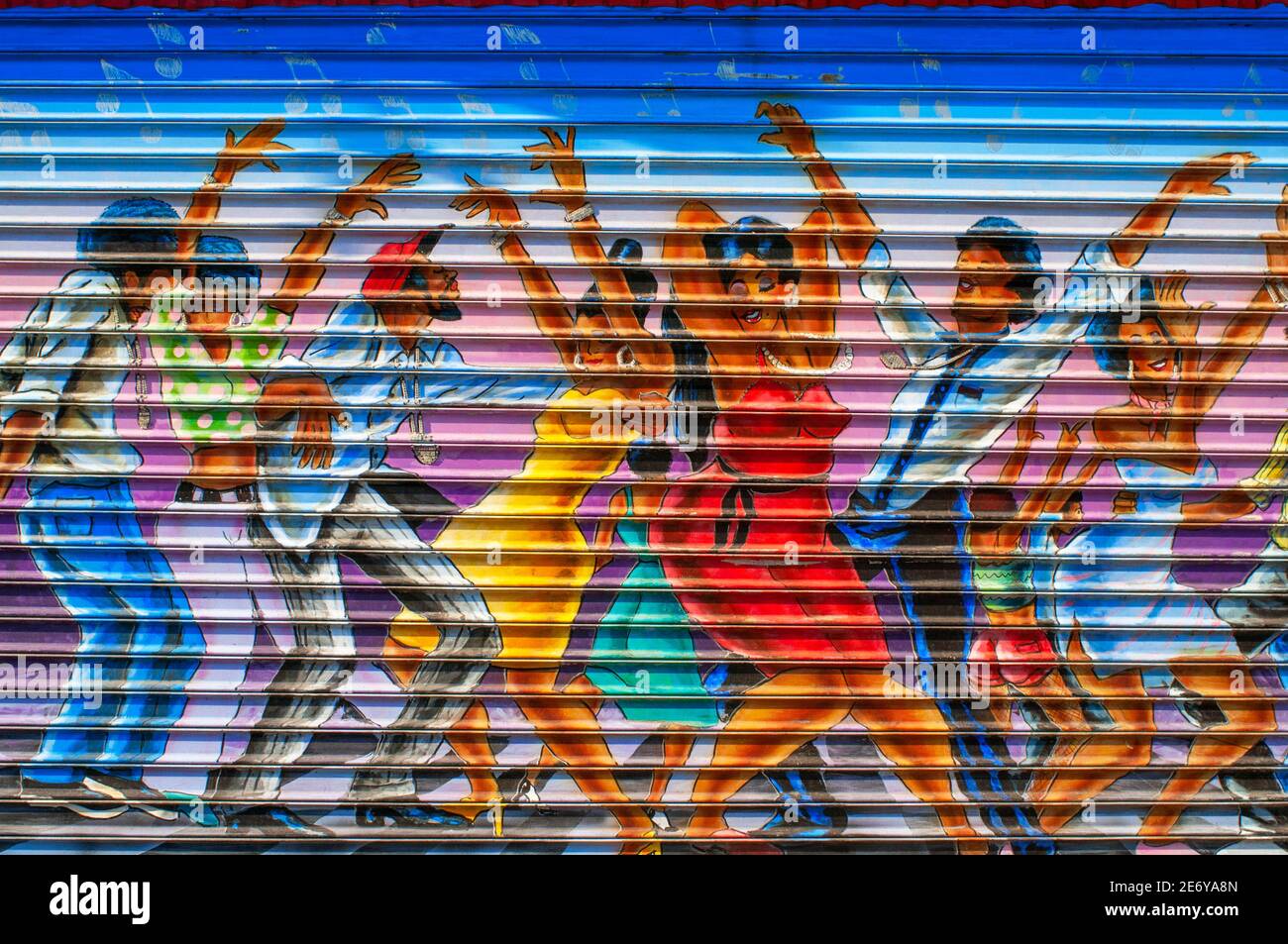 October 2019 - NEW YORK, Graffiti painted in the shade of an ...