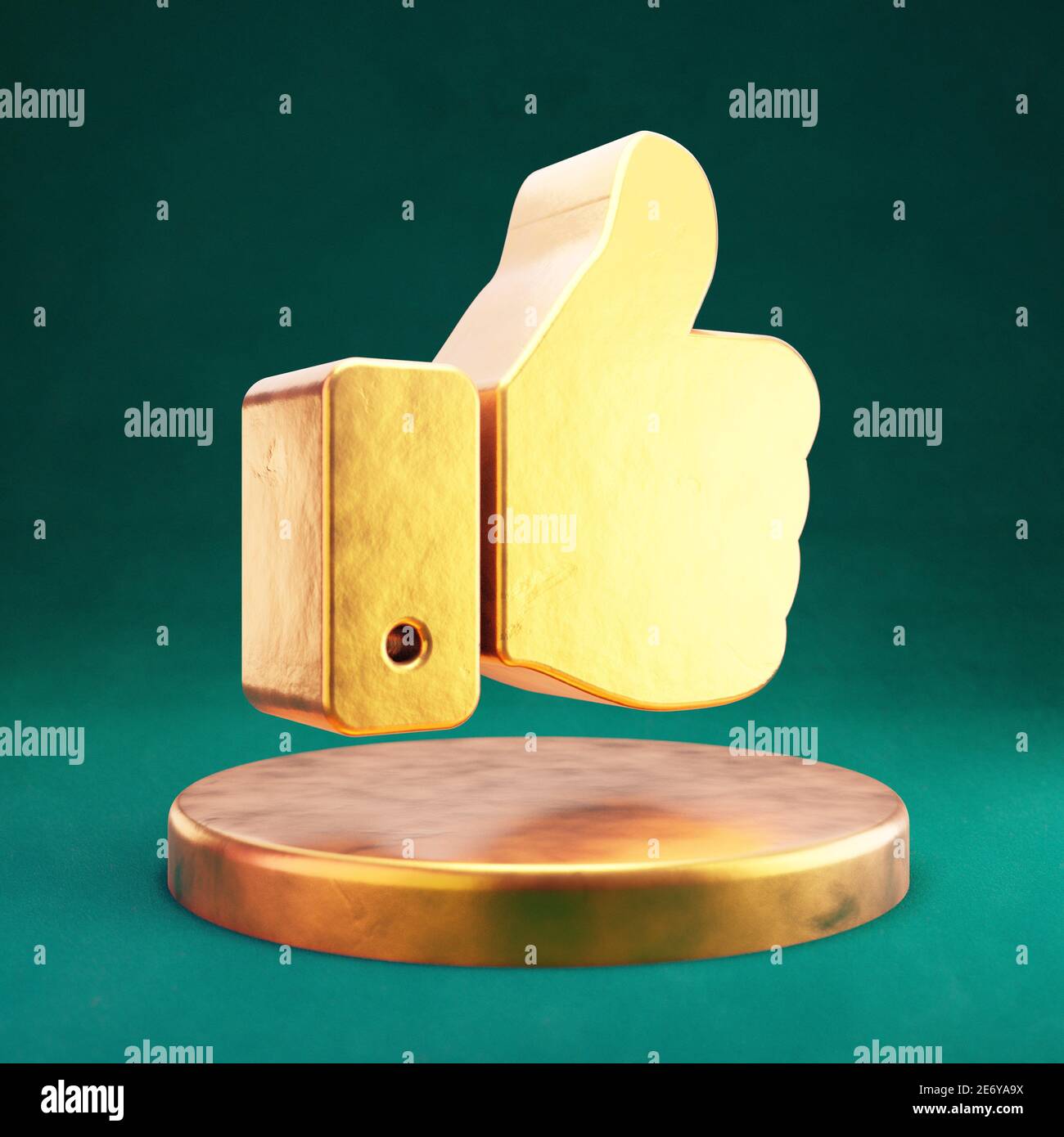 Thumbs Up icon. Fortuna Gold Thumbs Up symbol on golden podium Stock ...