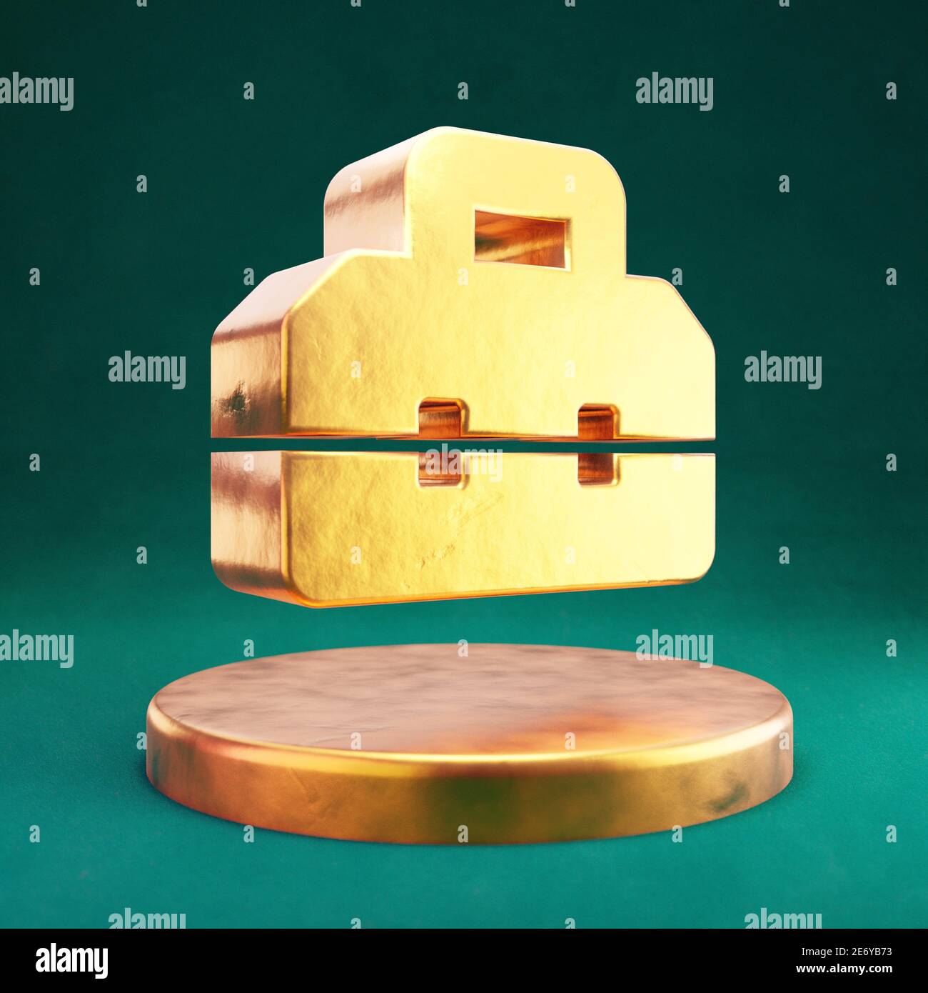 Toolbox icon. Fortuna Gold Toolbox symbol on golden podium Stock Photo ...