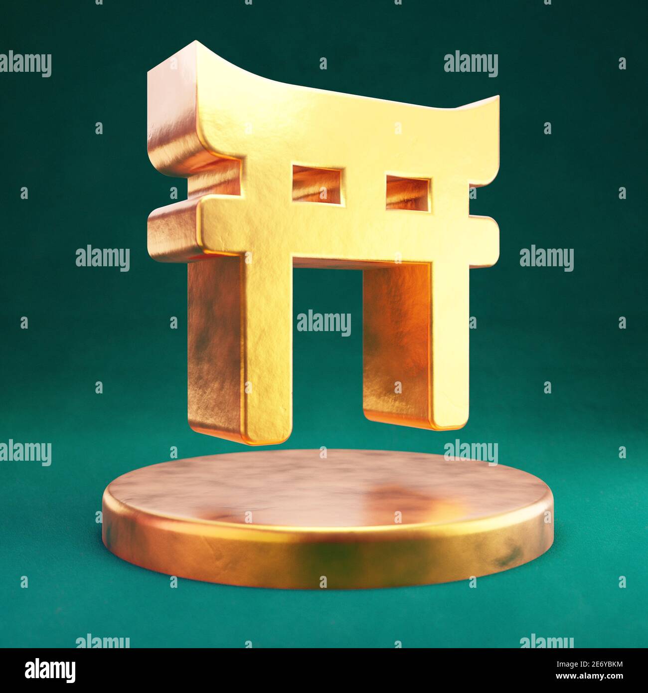 Torii Gate icon. Fortuna Gold Torii Gate symbol on golden podium Stock ...