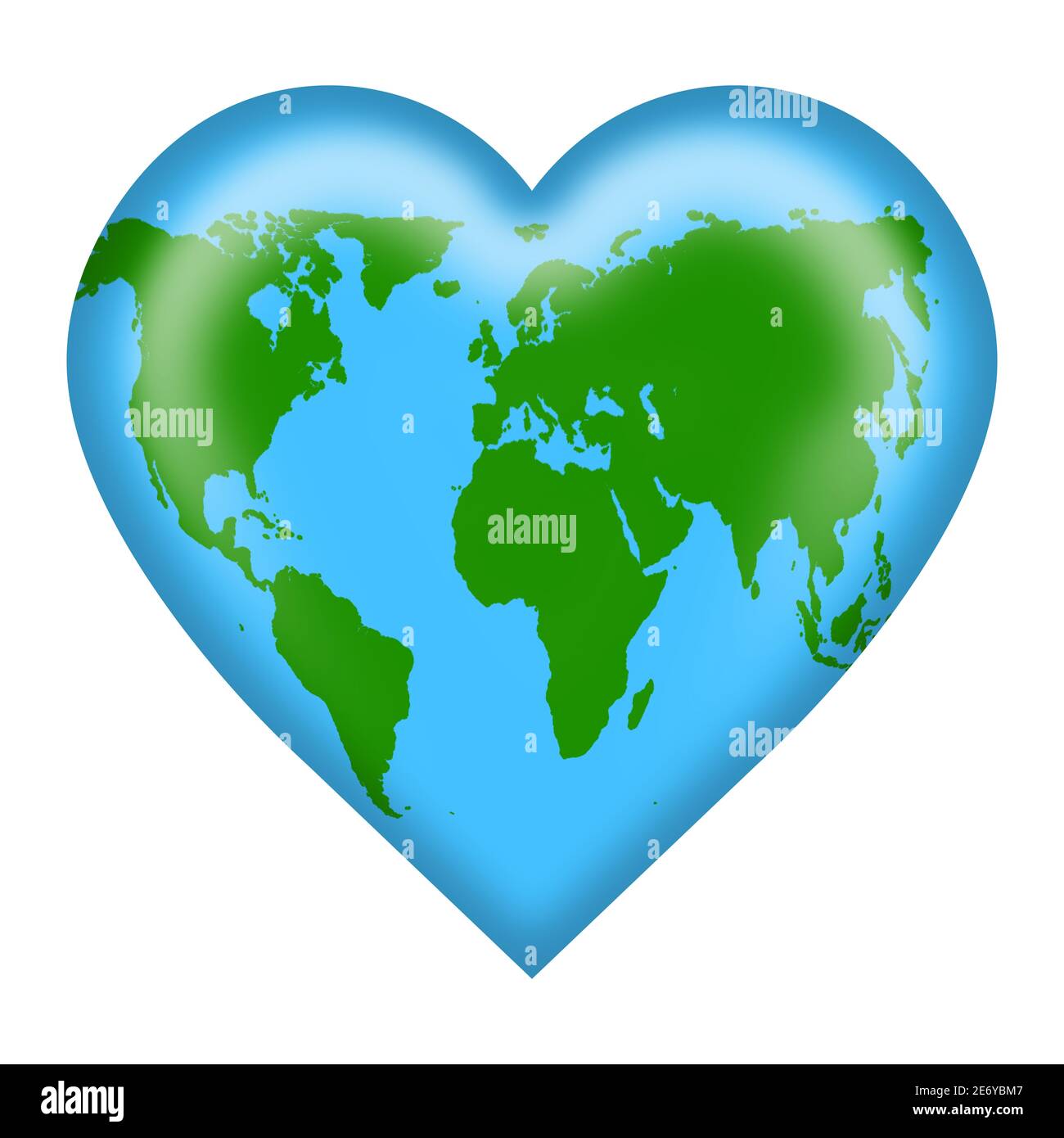 World map heart button icon isolated on white with clipping path 3d ...