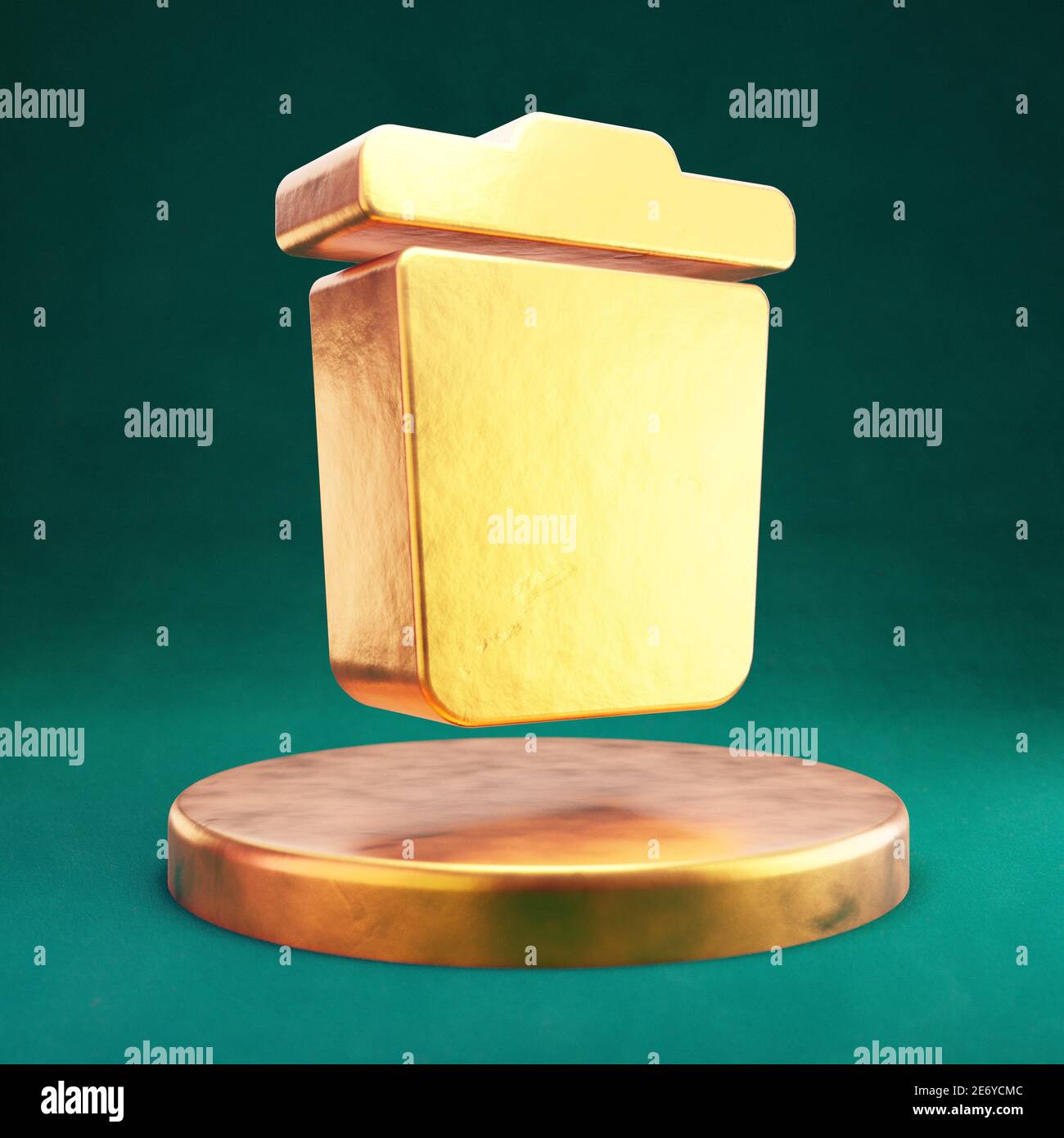 Trash icon. Fortuna Gold Trash symbol on golden podium Stock Photo - Alamy