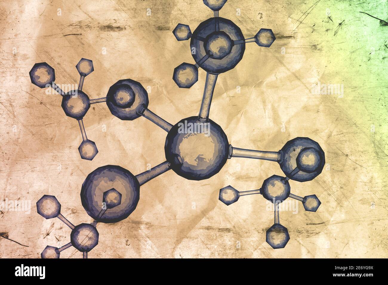 Close up of colorful atomic particle background science 3D illustration ...
