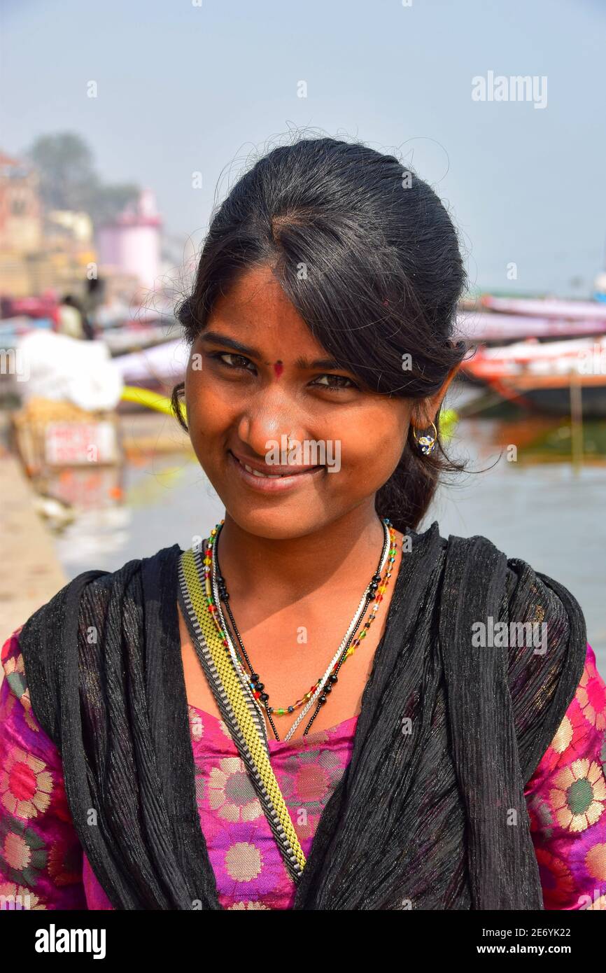 Indian Girl, Varanasi, India Stock Photo - Alamy