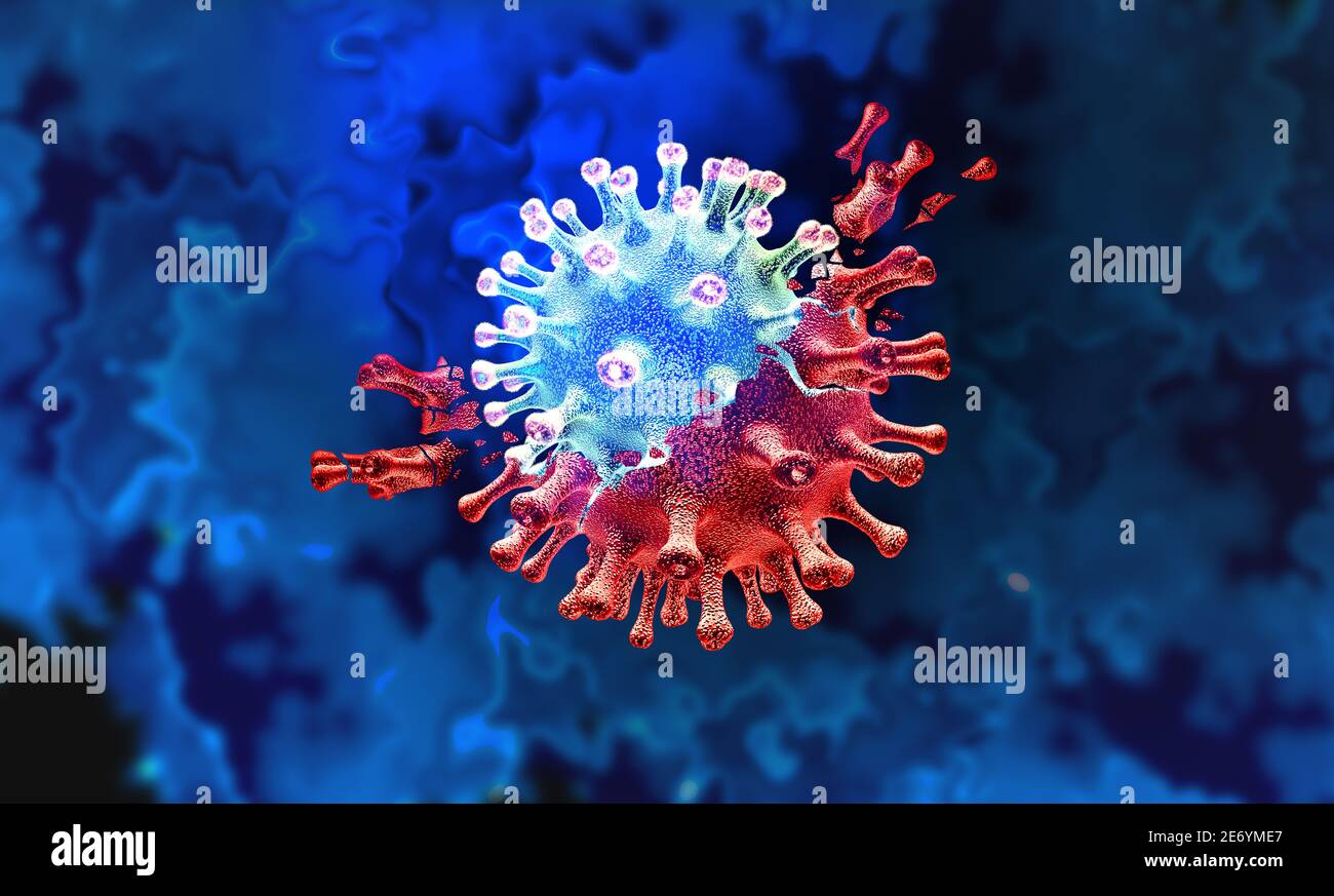 Mutating virus concept and new coronavirus variant outbreak or covid-19 ...