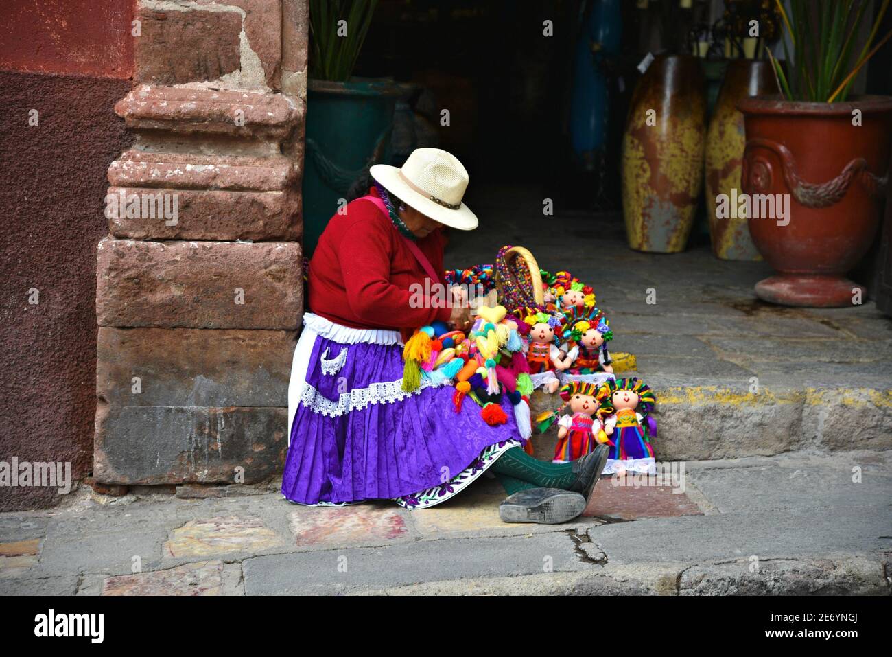 Indigenous woman vendor selling the authentic, colorful, handmade ...
