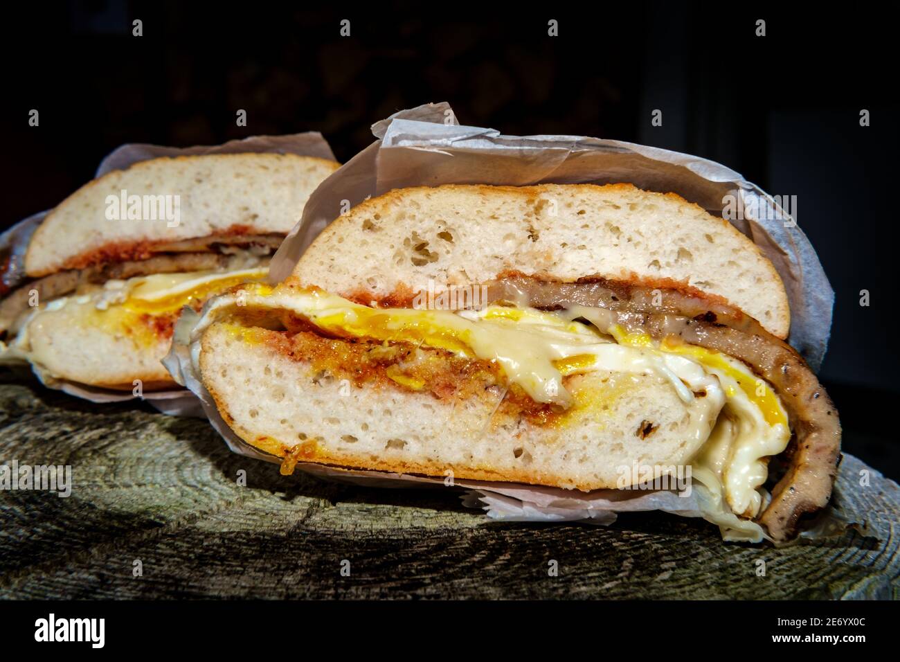 New Jersey sausage egg and cheese breakfast sandwich with salt pepper ...