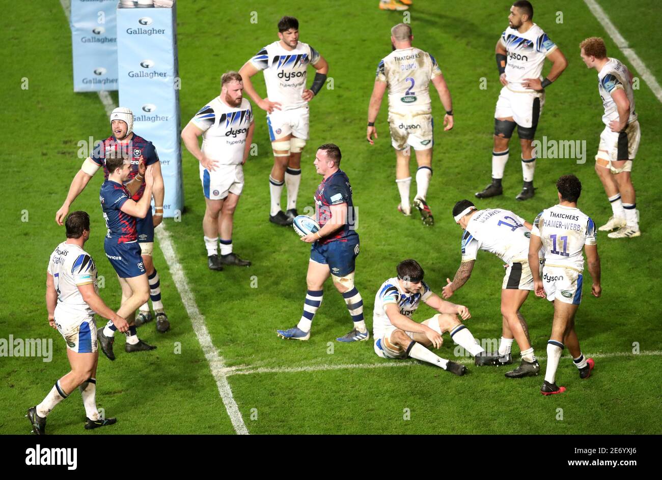 Bristol's Bryan Byrne (centre) celebrates scoring their side's fourth ...