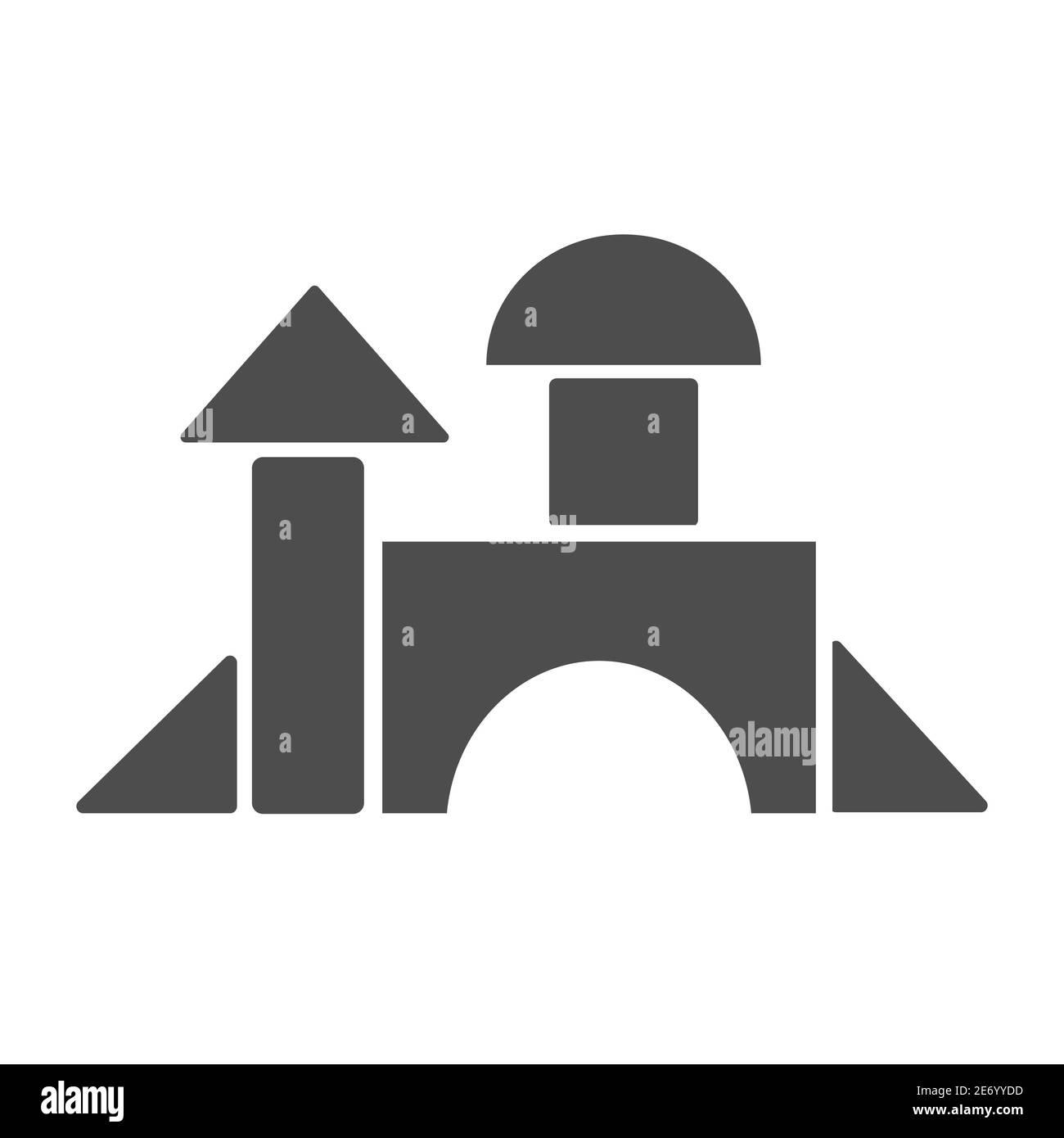 Castle from wooden blocks solid icon, Kids toys concept, toy building ...