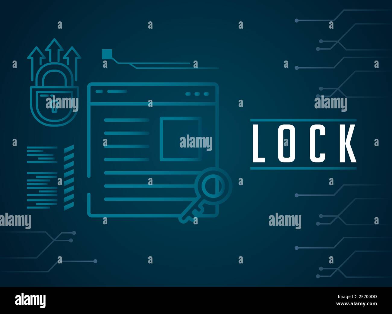 Cyber lock website with padlock and key design of Security password ...