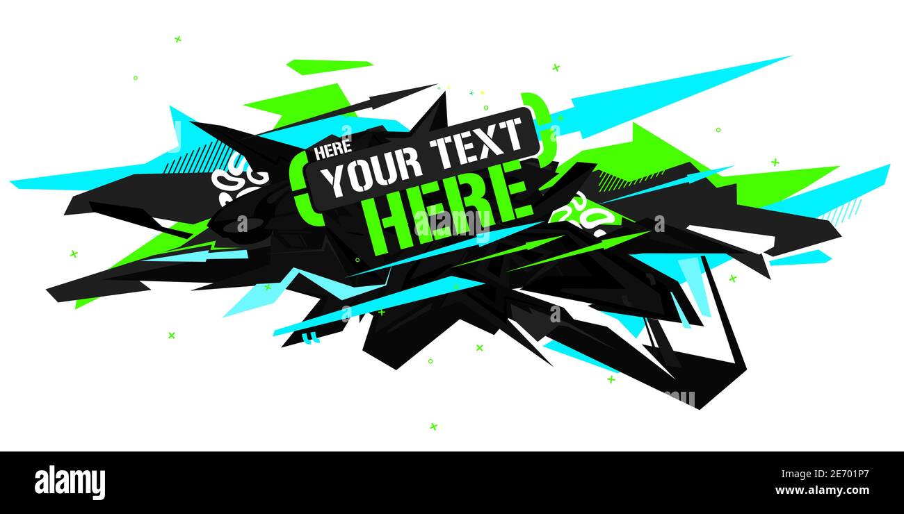 Cyberpunk Black And Neon Abstract Graffiti Style Banner Vector ...