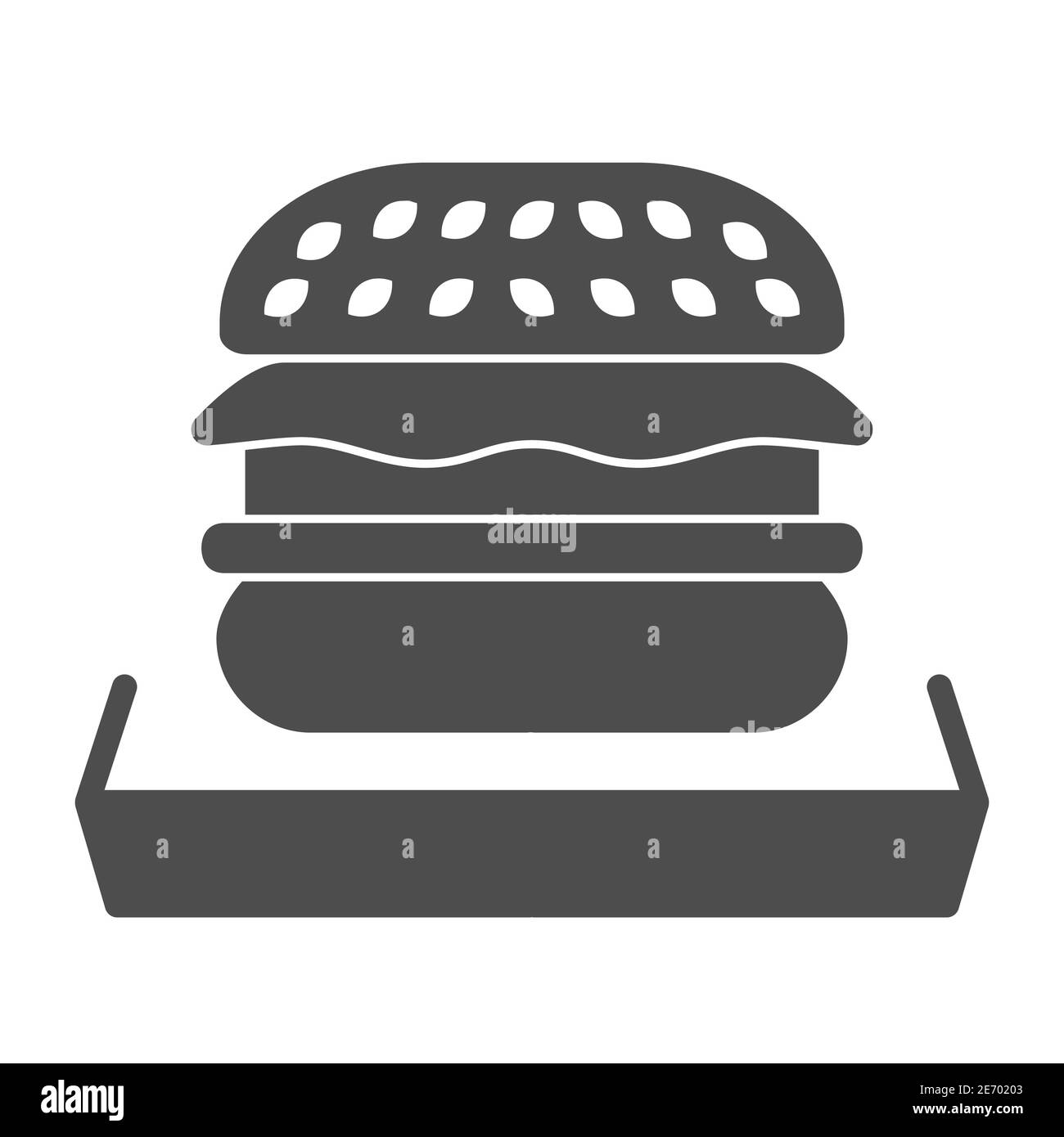 Hamburger solid icon, fast food concept, beefburger sign on white ...