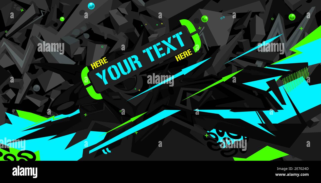 Cyberpunk Dark Black And Neon Abstract Graffiti Style Background Vector ...