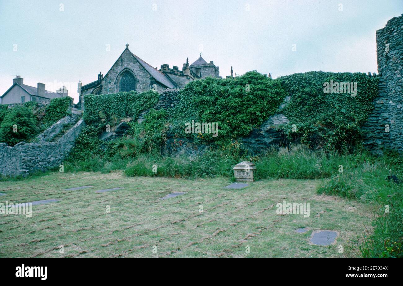 Ruins of Roman fort Caer Gybi, Holyhead, Wales. South West wall ...