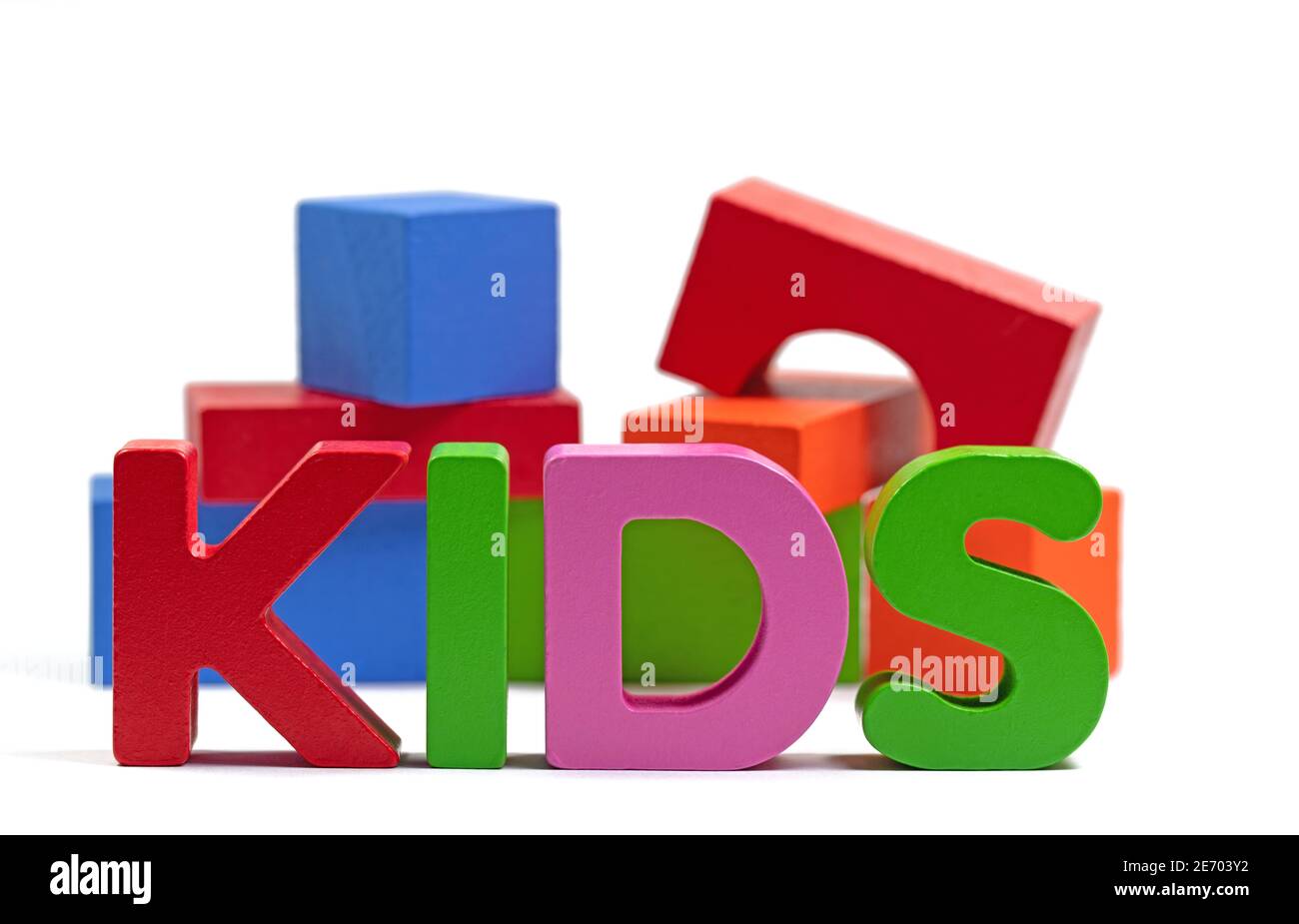 Wooden letters, kids, against white background Stock Photo - Alamy