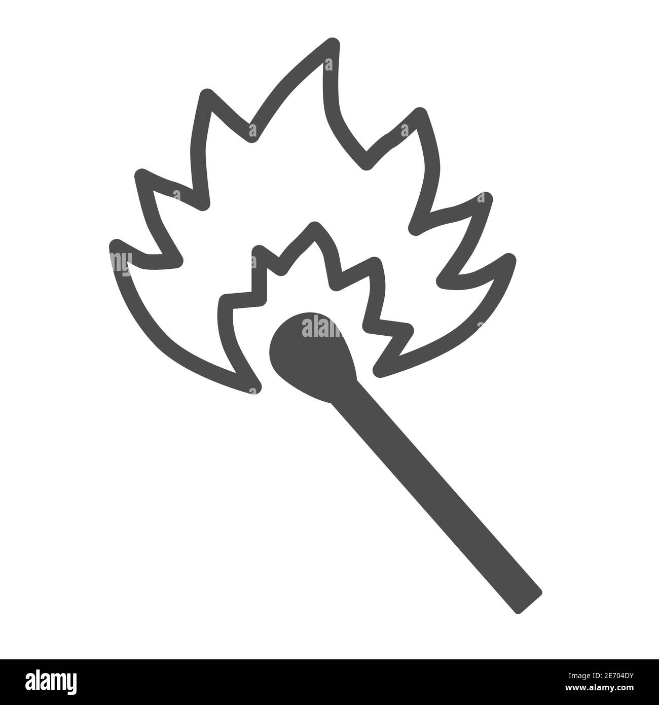 Burning match solid icon, picnic concept, matchstick with flame sign on ...