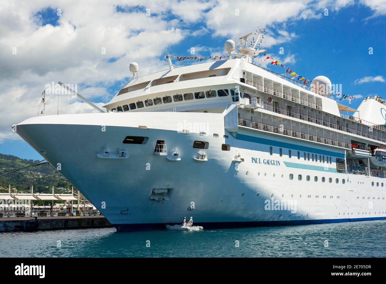 February 2020 - Paul Gauguin docked in Papeete harbour. Tahiti, French ...
