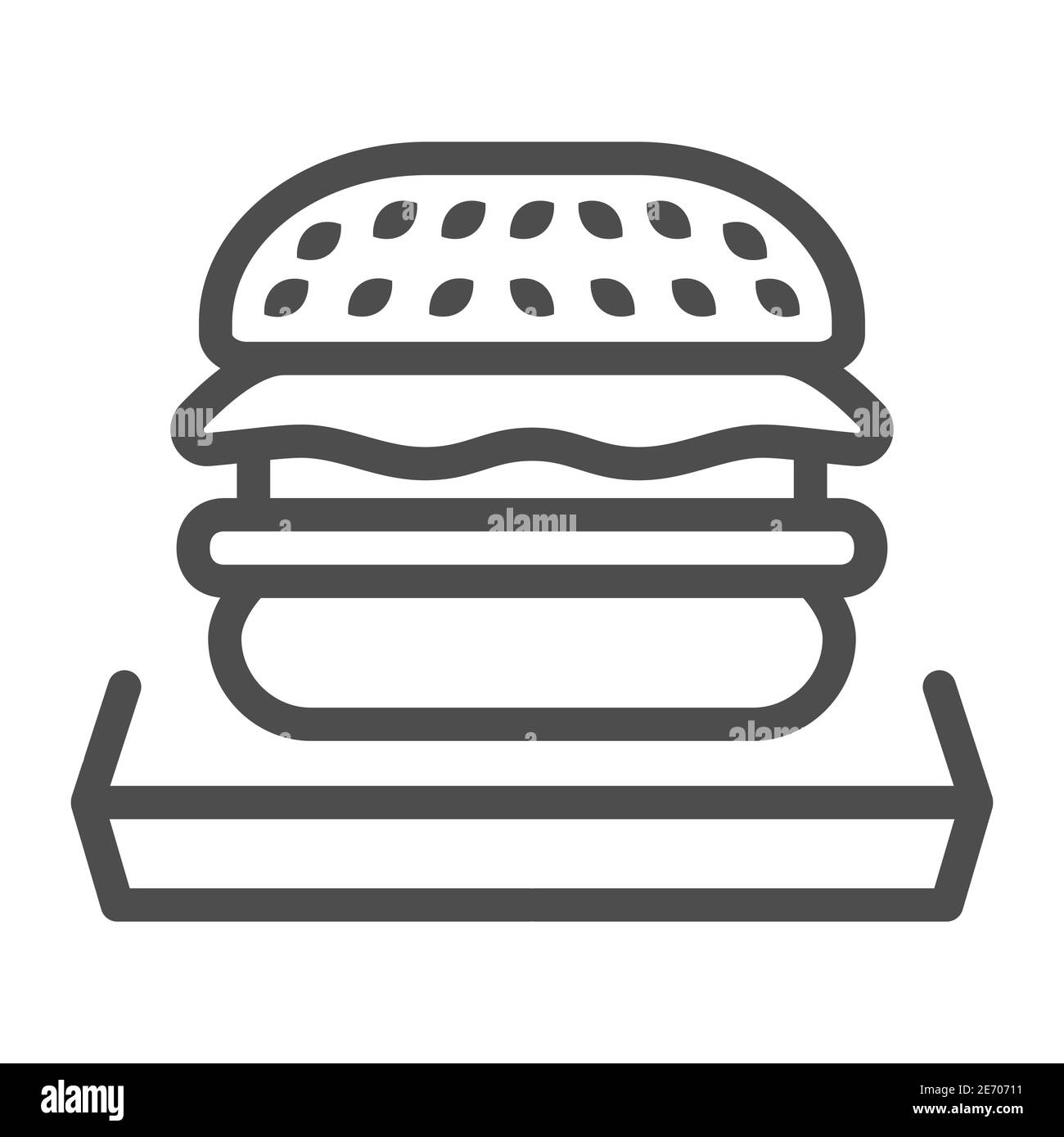 Hamburger line icon, fast food concept, beefburger sign on white ...