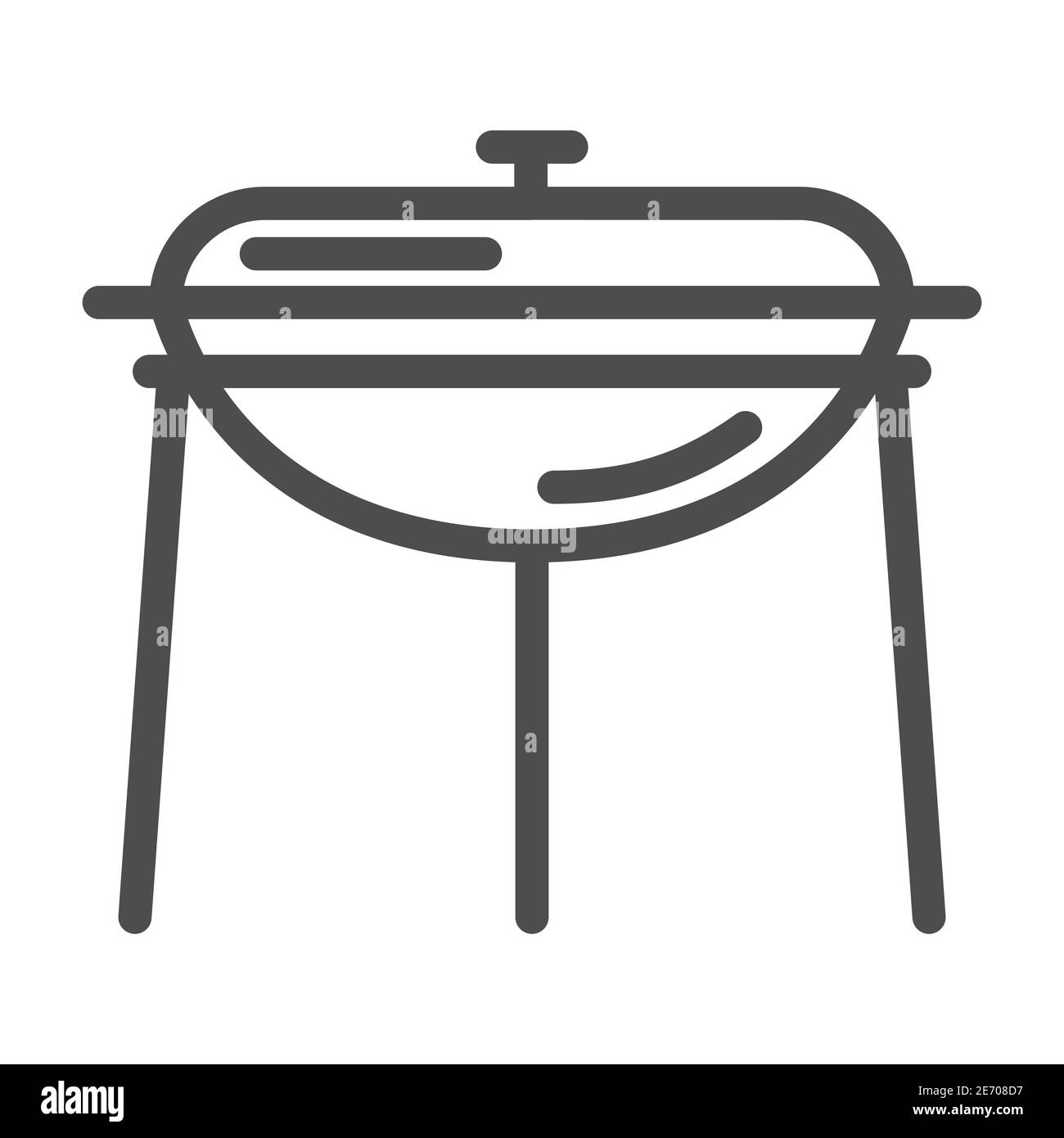 BBQ outdoor grill line icon, camping equipment concept, Standing round ...