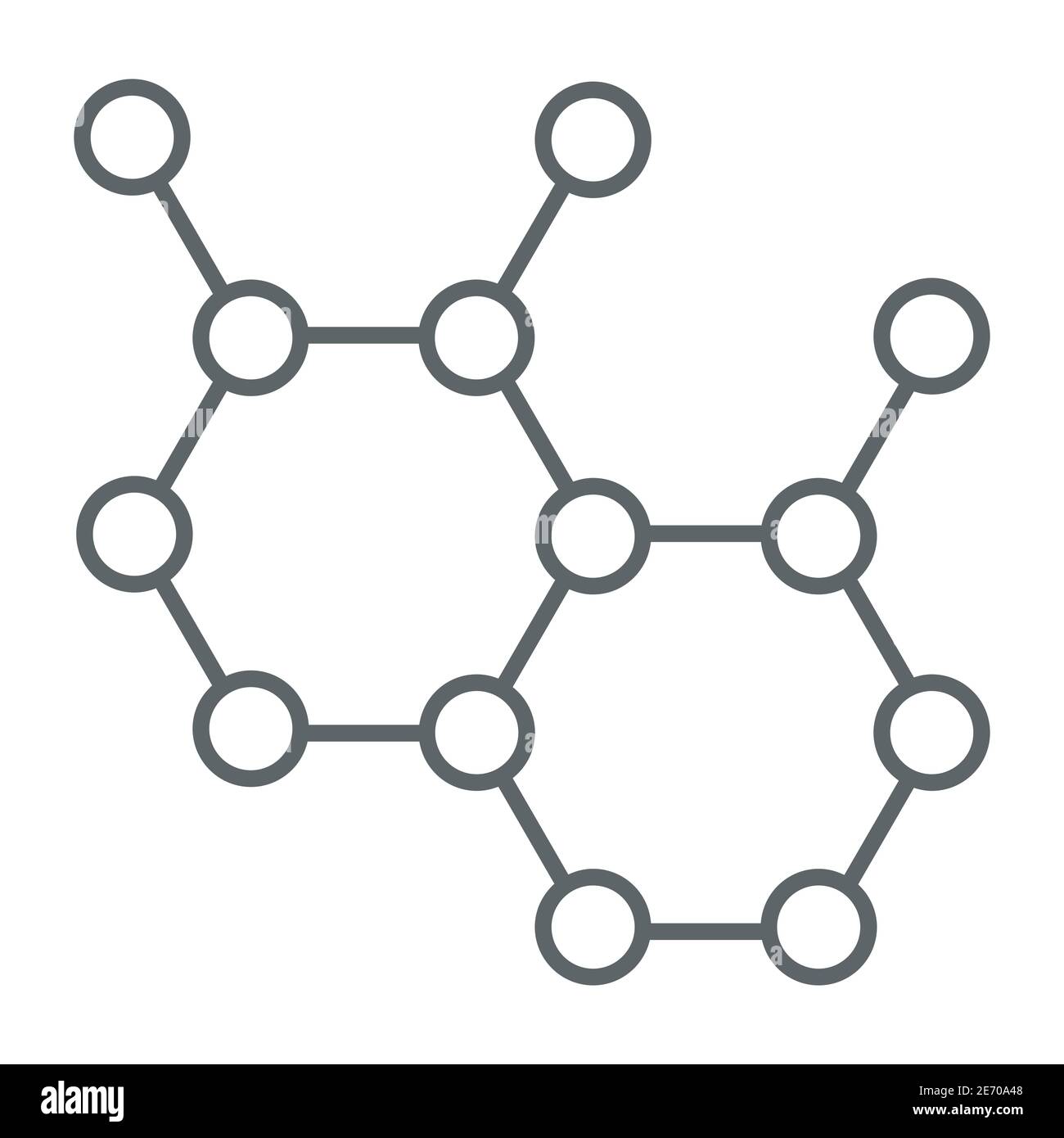 Molecular structure thin line icon, science concept, Molecule sign on white background, chemical ...