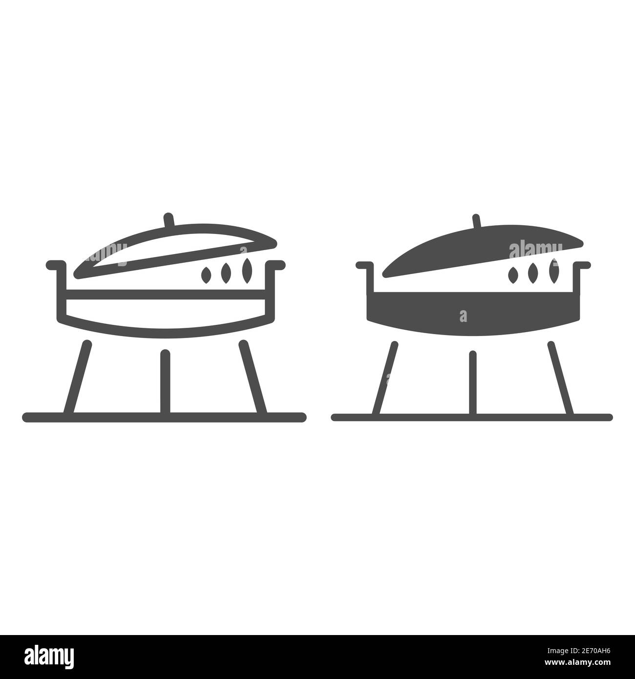 Barbecue grill line and solid icon, bbq concept, brazier sign on white ...
