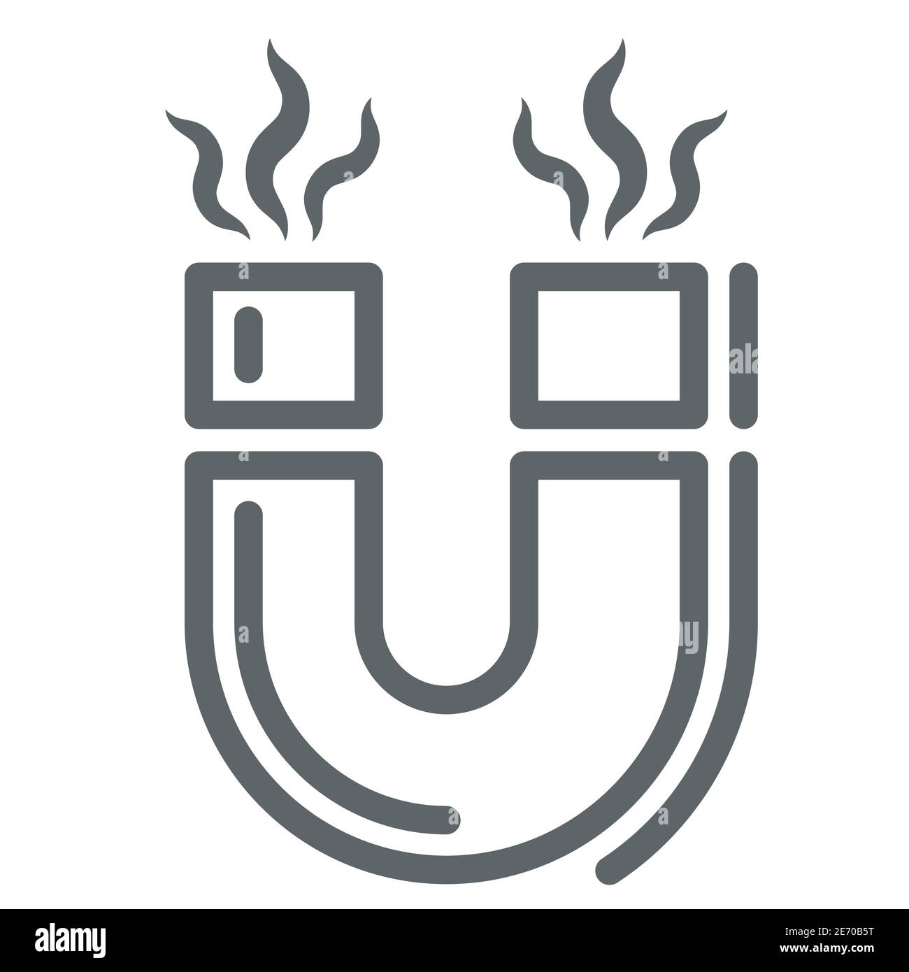 Magnet and magnetic waves line icon, science concept, magnetism sign on ...