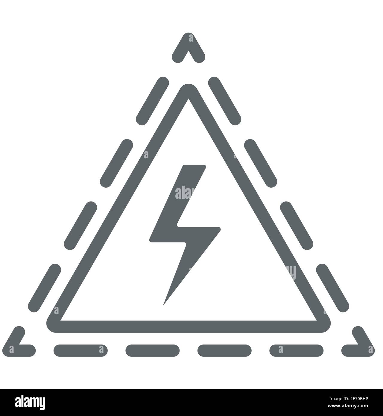 Triangle with lightning line icon, science concept, Danger high voltage ...