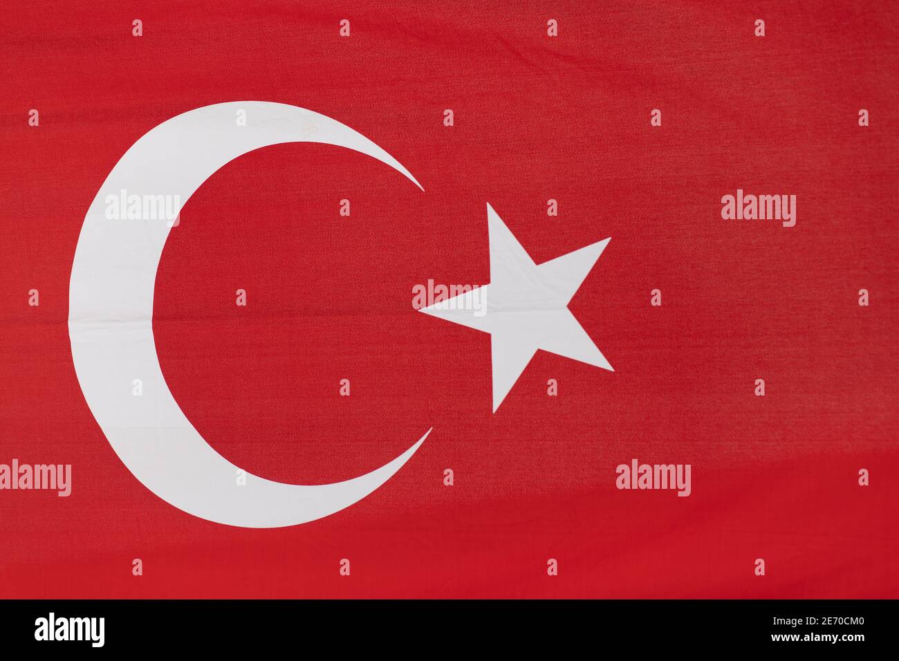 Photo of red with moon and star flag of country Turkey from fabric ...