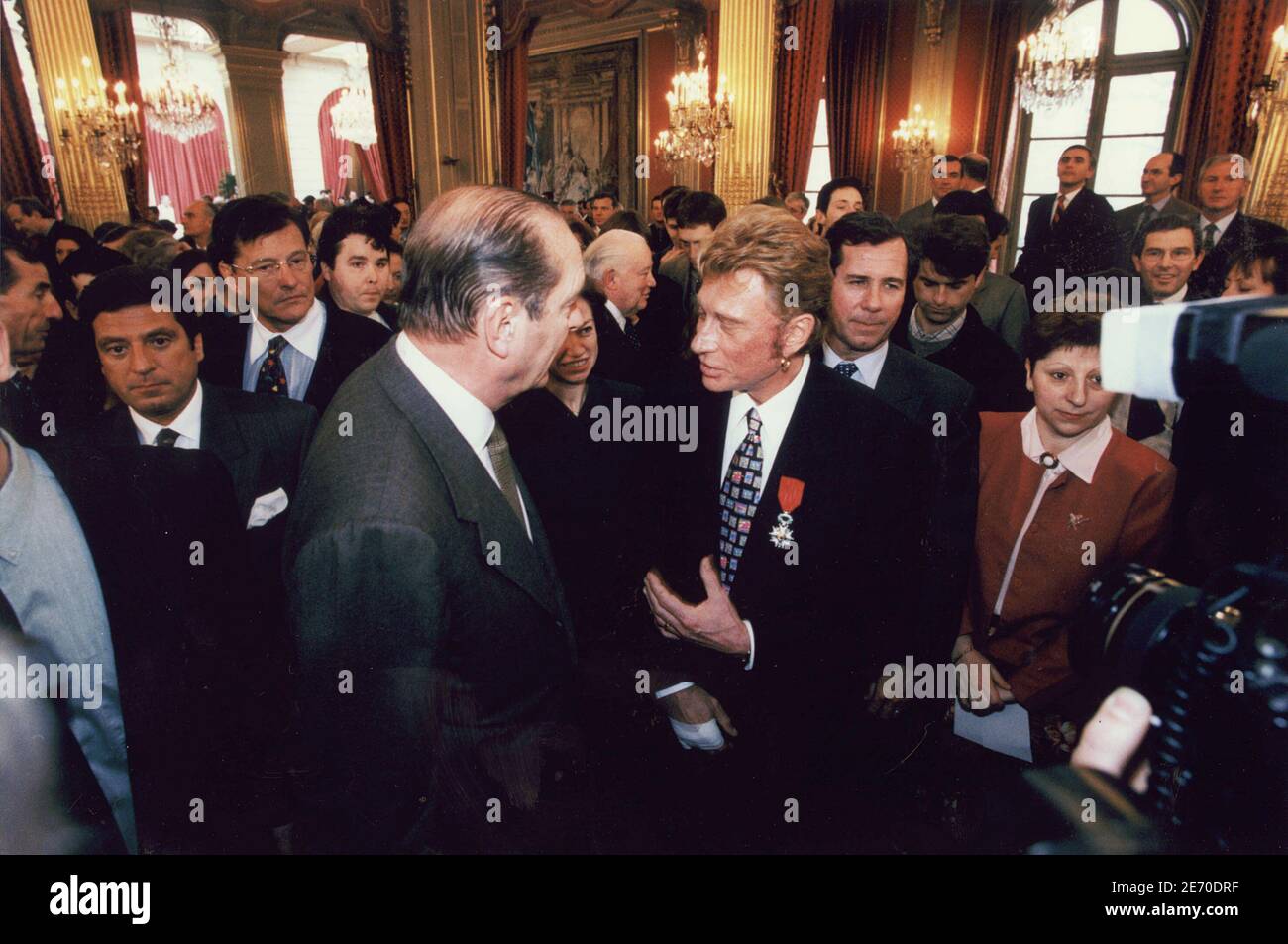 French singer Johnny hallyday is awarded of the medal of 'Chevalier de ...