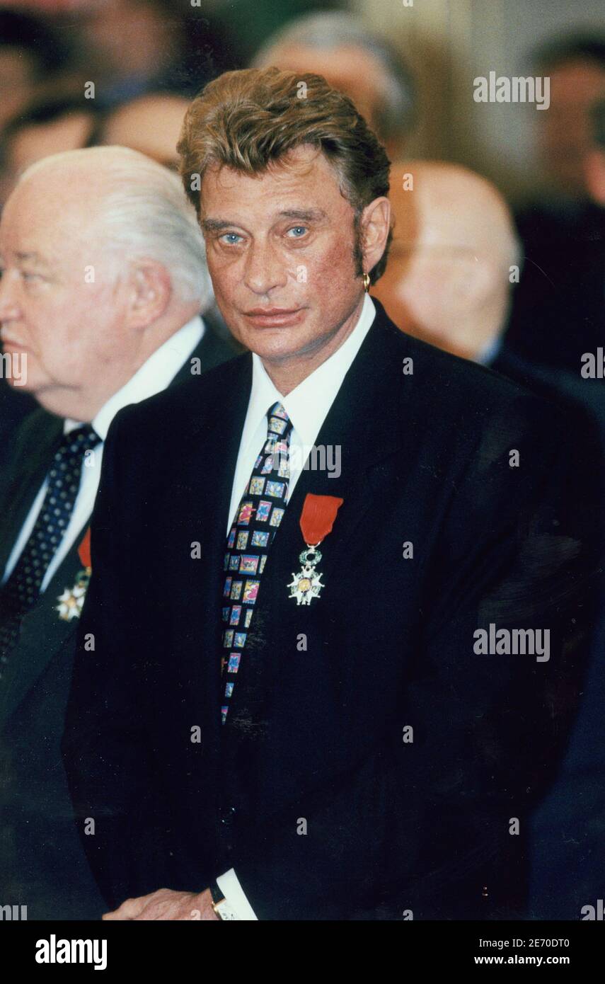 French singer Johnny hallyday is awarded of the medal of 'Chevalier de ...