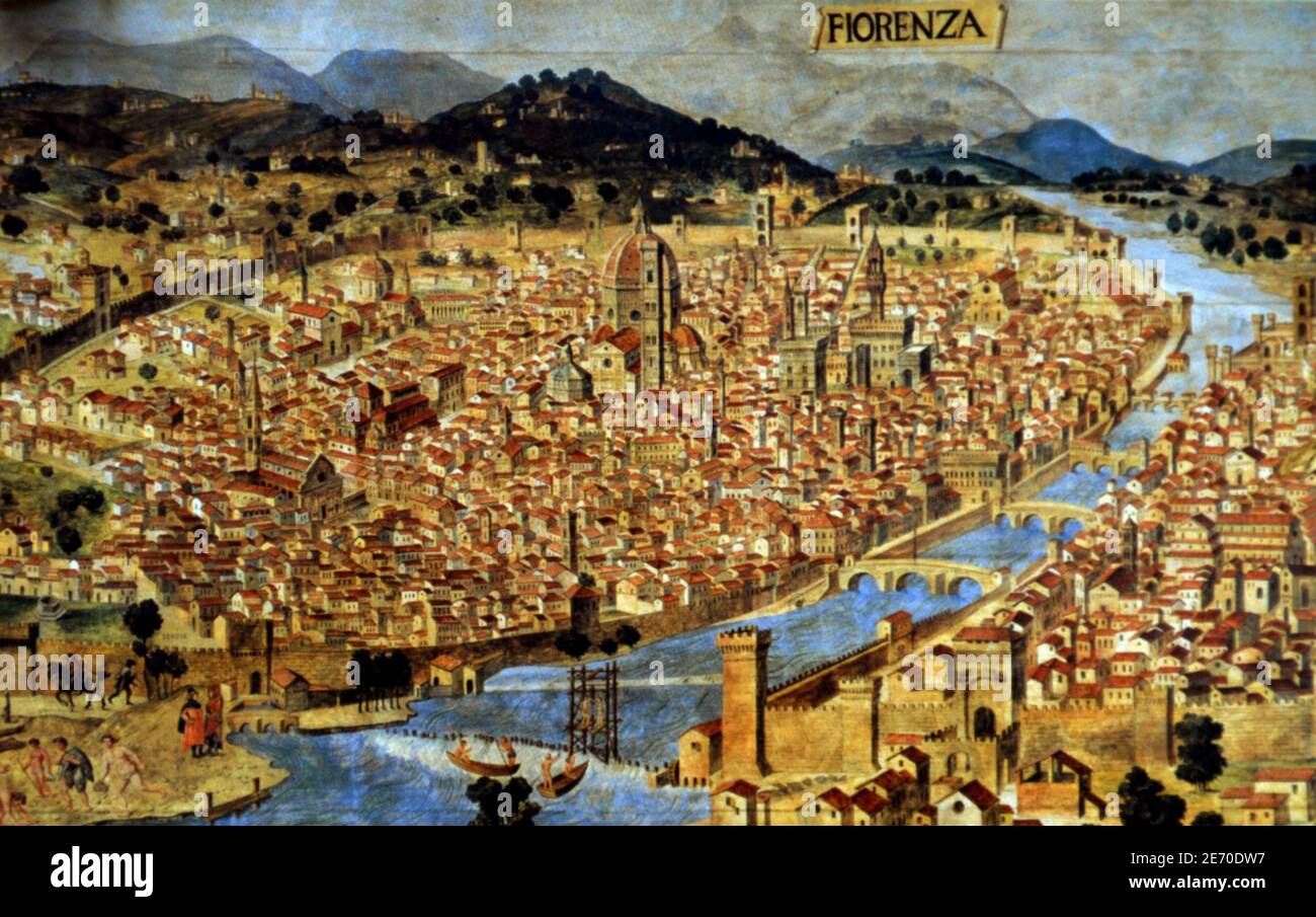 Ancient painting of Florence - The burial place of Leonardo Da Vinci's ...