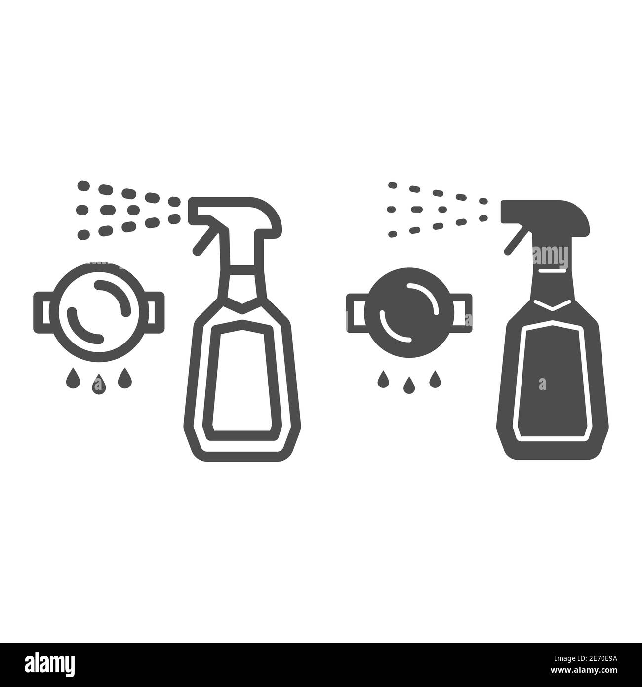 Bottle spray cleaner line and solid icon, Cleaning tools concept, spray ...