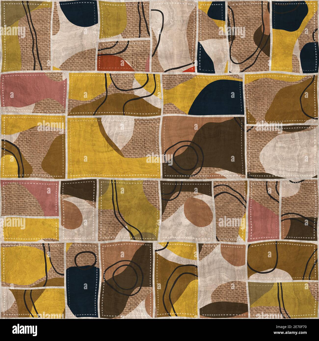 Seamless patchwork collage mix quilt pattern print Stock Photo - Alamy