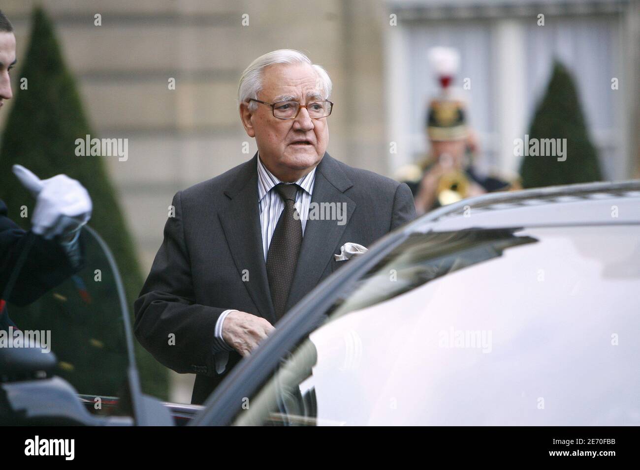 Christian Poncelet arrives to the Elysee Palace to present his New Year ...