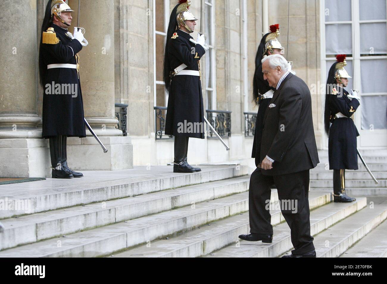 Christian Poncelet arrives to the Elysee Palace to present his New Year ...